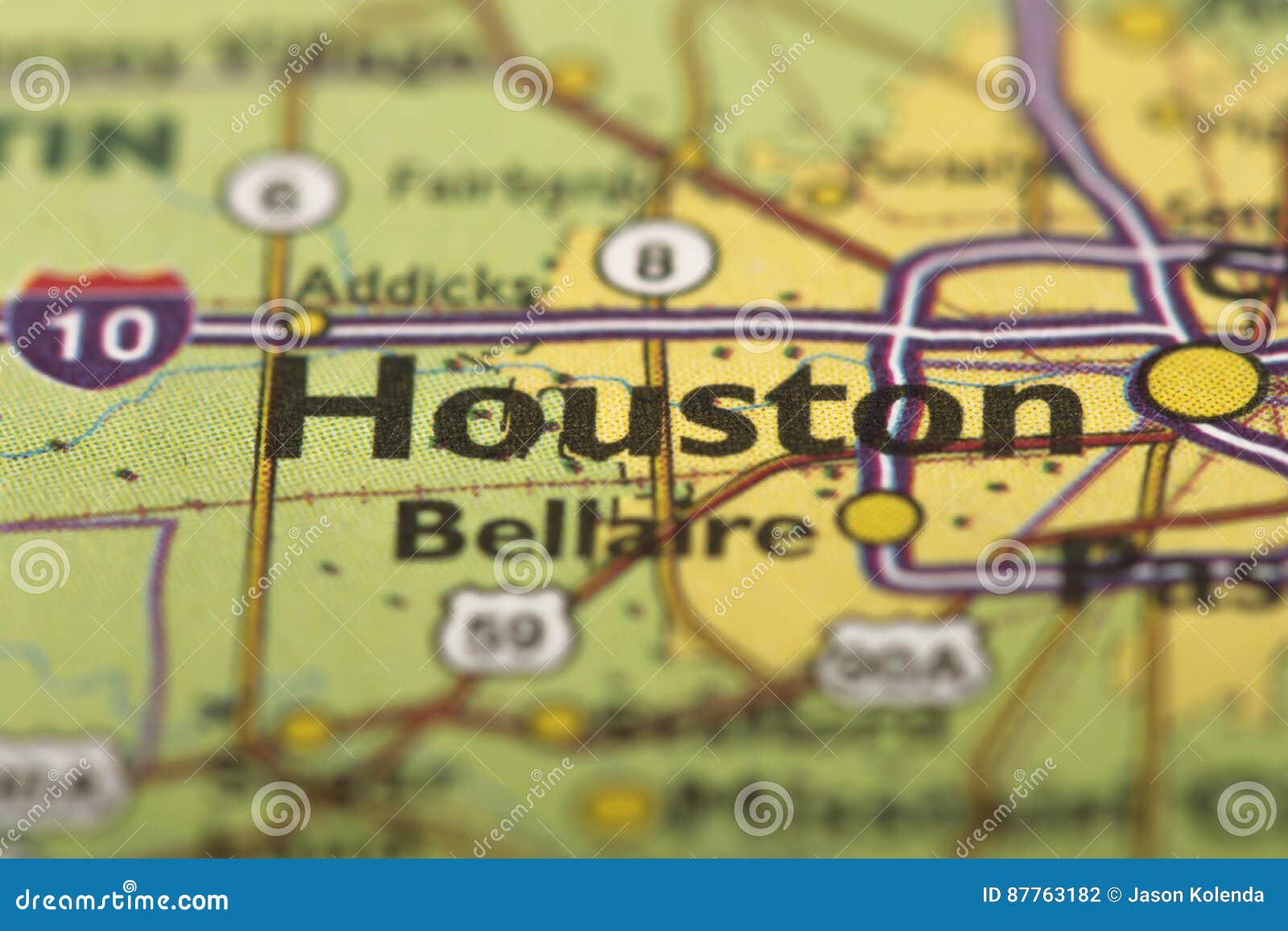 Houston, Texas no mapa foto de stock. Imagem de colorido - 87763182