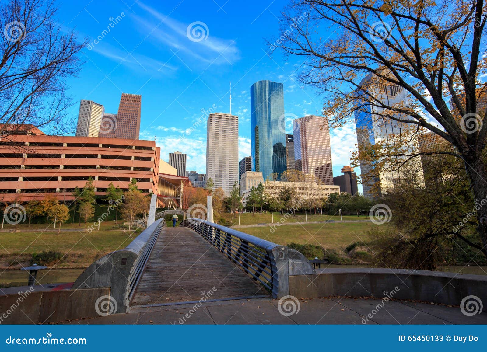Houston Texas Skyline with Modern Skyscrapers and Blue Sky View Stock ...