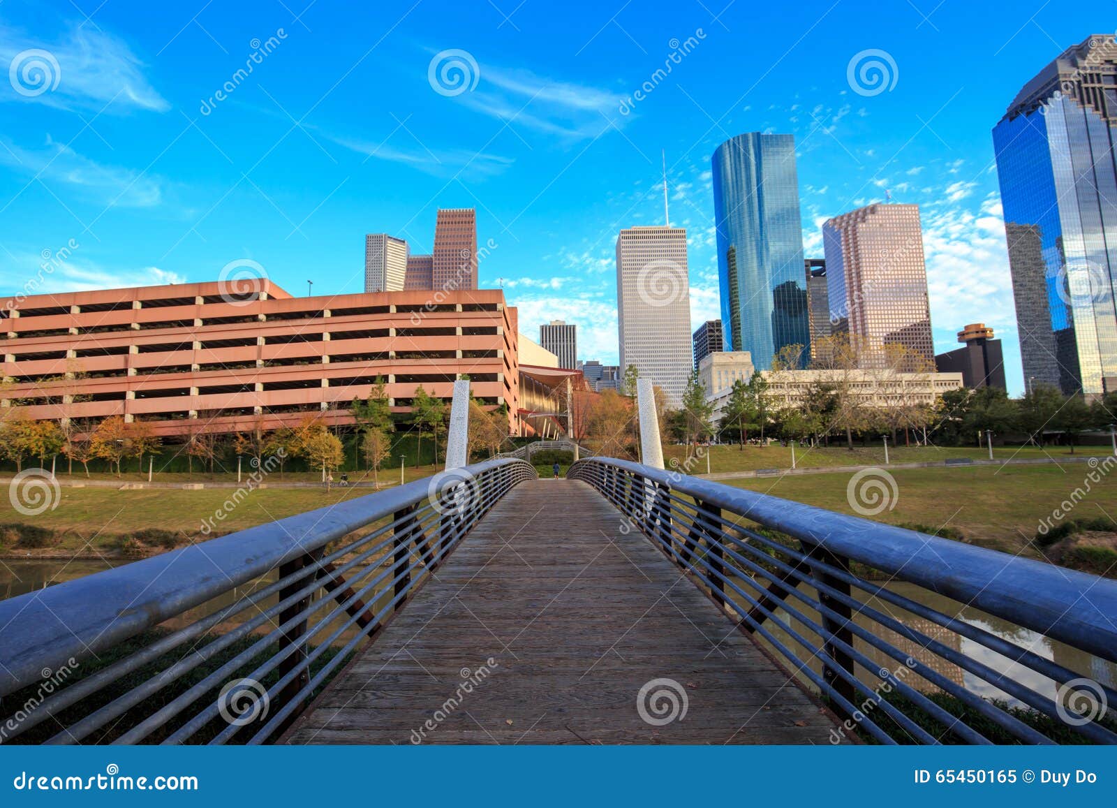 Houston Texas Skyline with Modern Skyscrapers and Blue Sky View Stock ...
