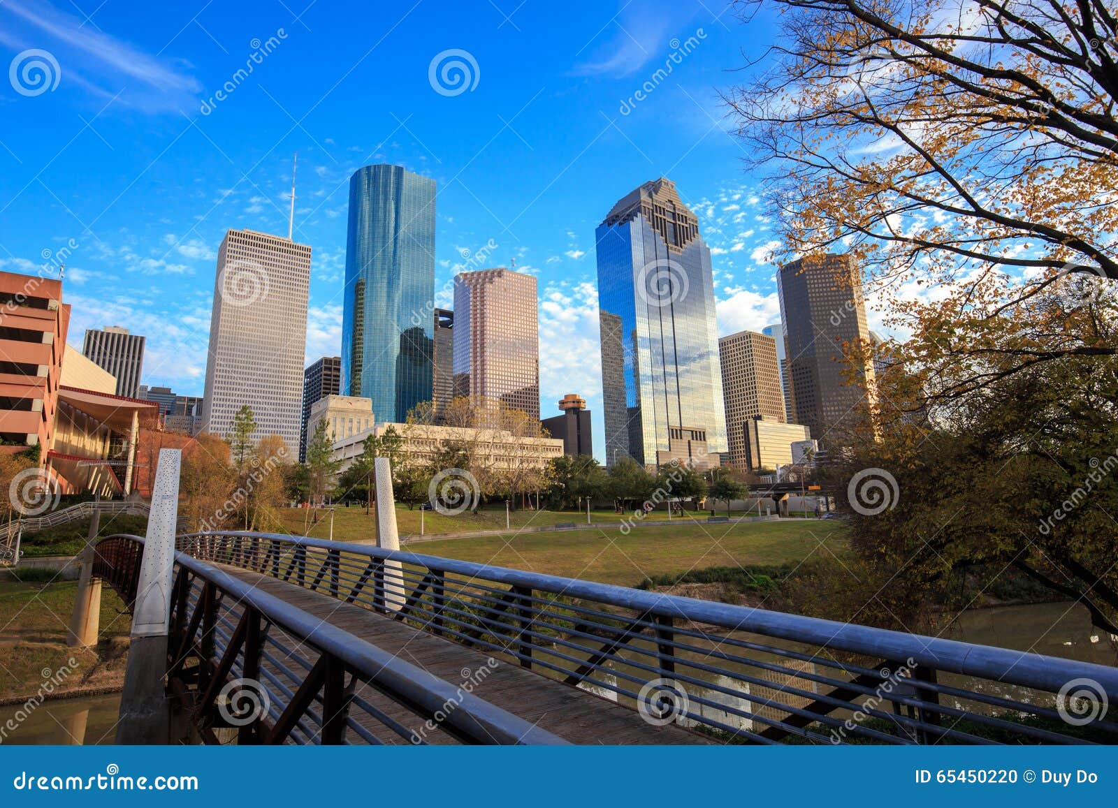Houston Texas Skyline with Modern Skyscrapers and Blue Sky View Stock ...