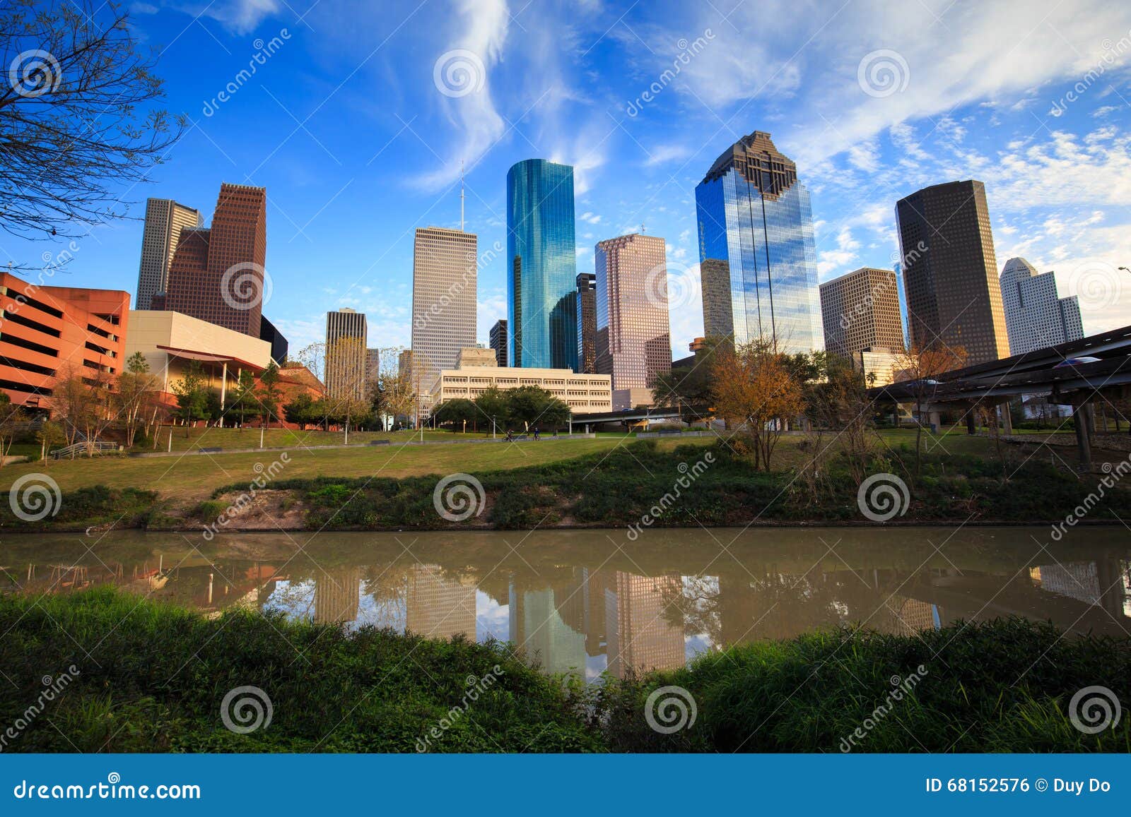 Houston Texas Skyline with Modern Skyscrapers and Blue Sky View Stock ...