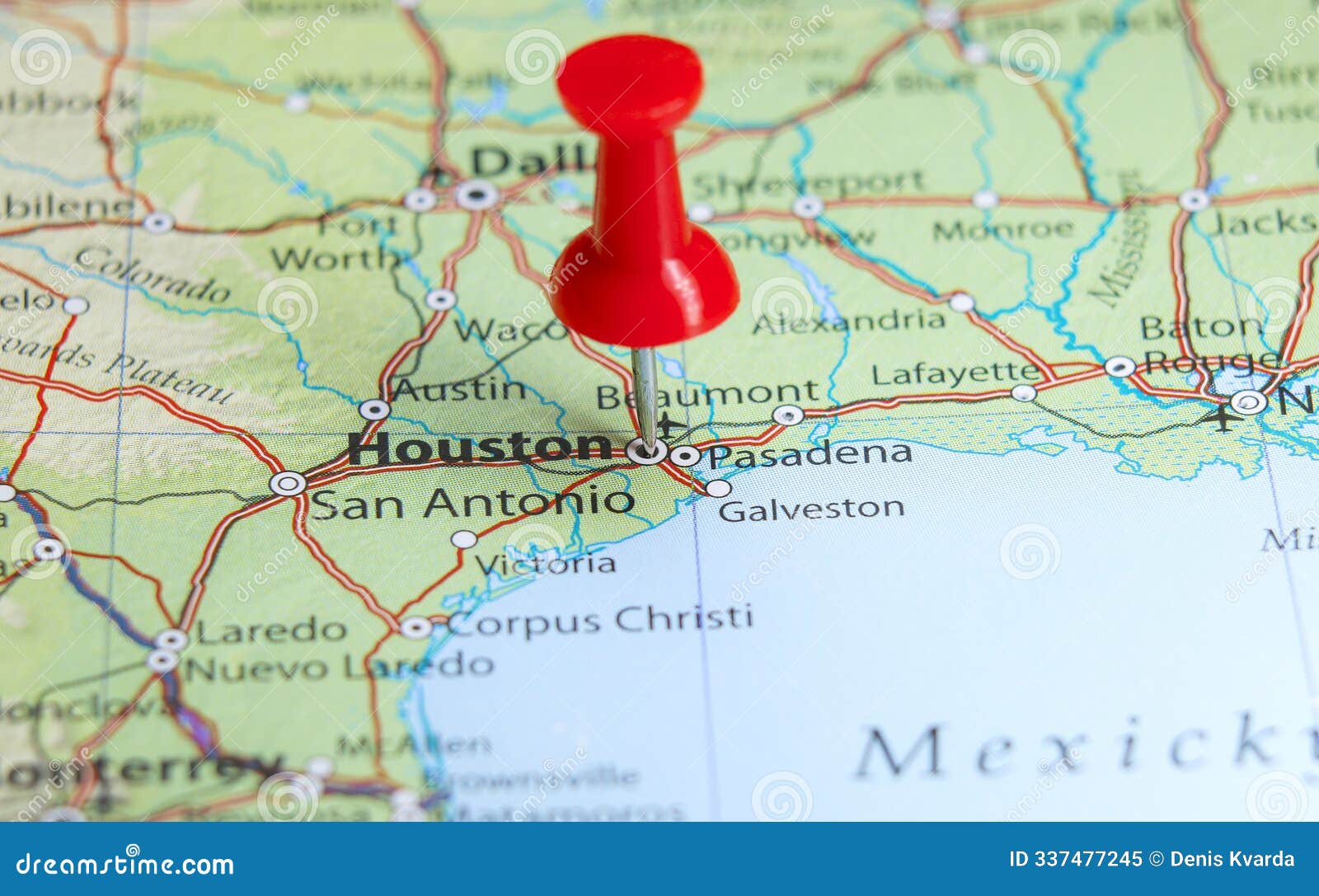 Houston, Texas, USA Pin on Map Stock Image - Image of crime, journey ...