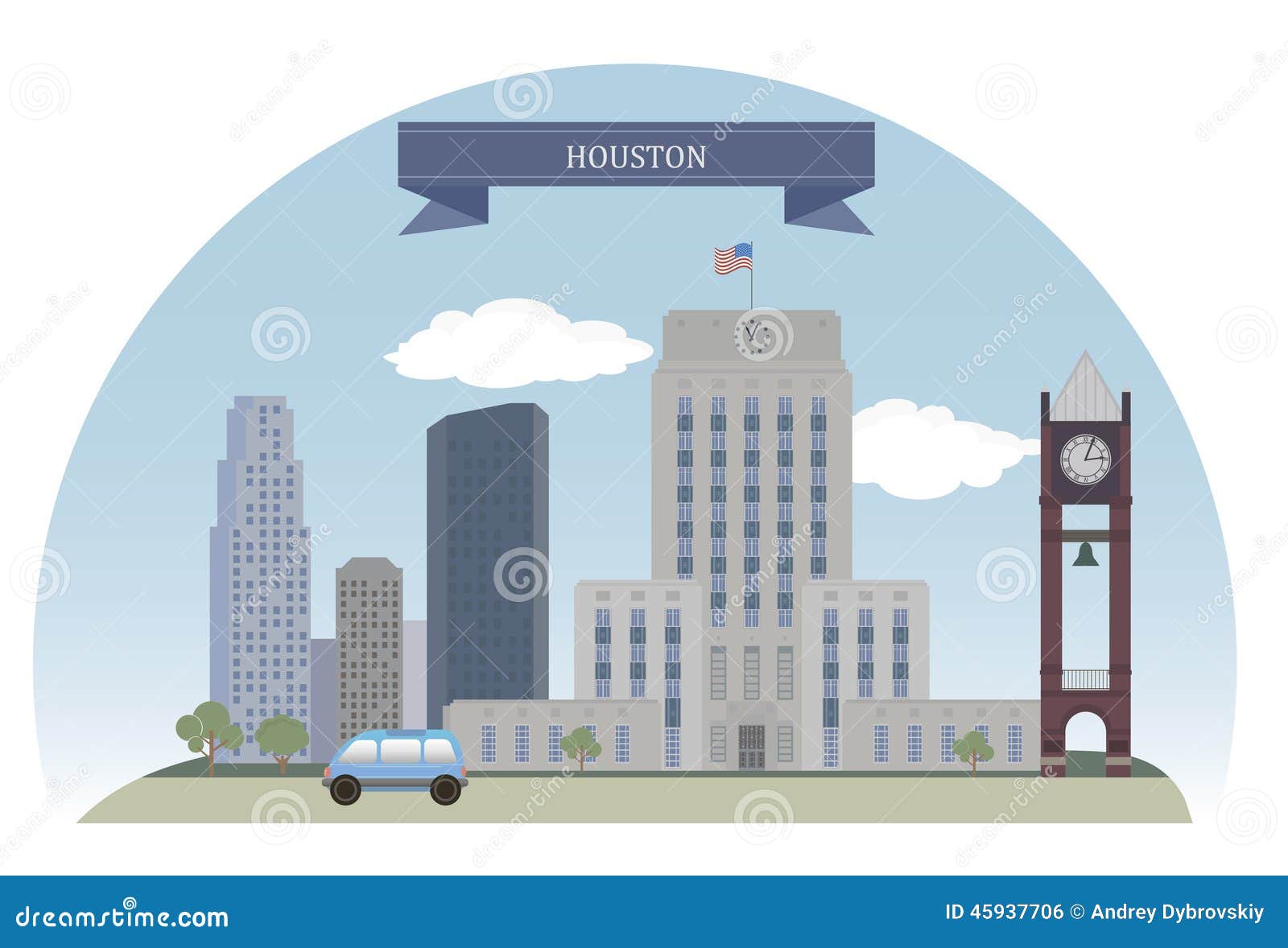 Houston, USA stock vector. Illustration of symbol, architecture - 45937706
