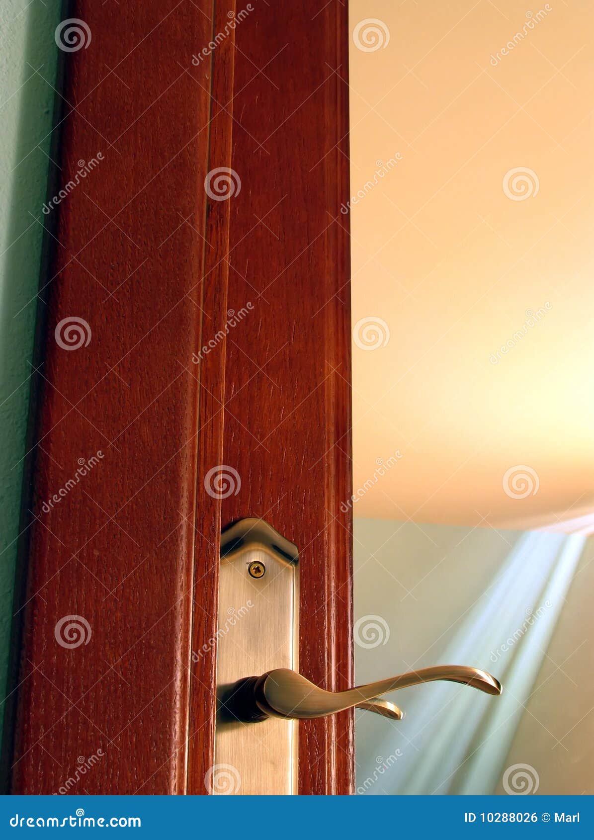 Houten deur en handvat stock foto. Image of luxe, gegevens - 10288026