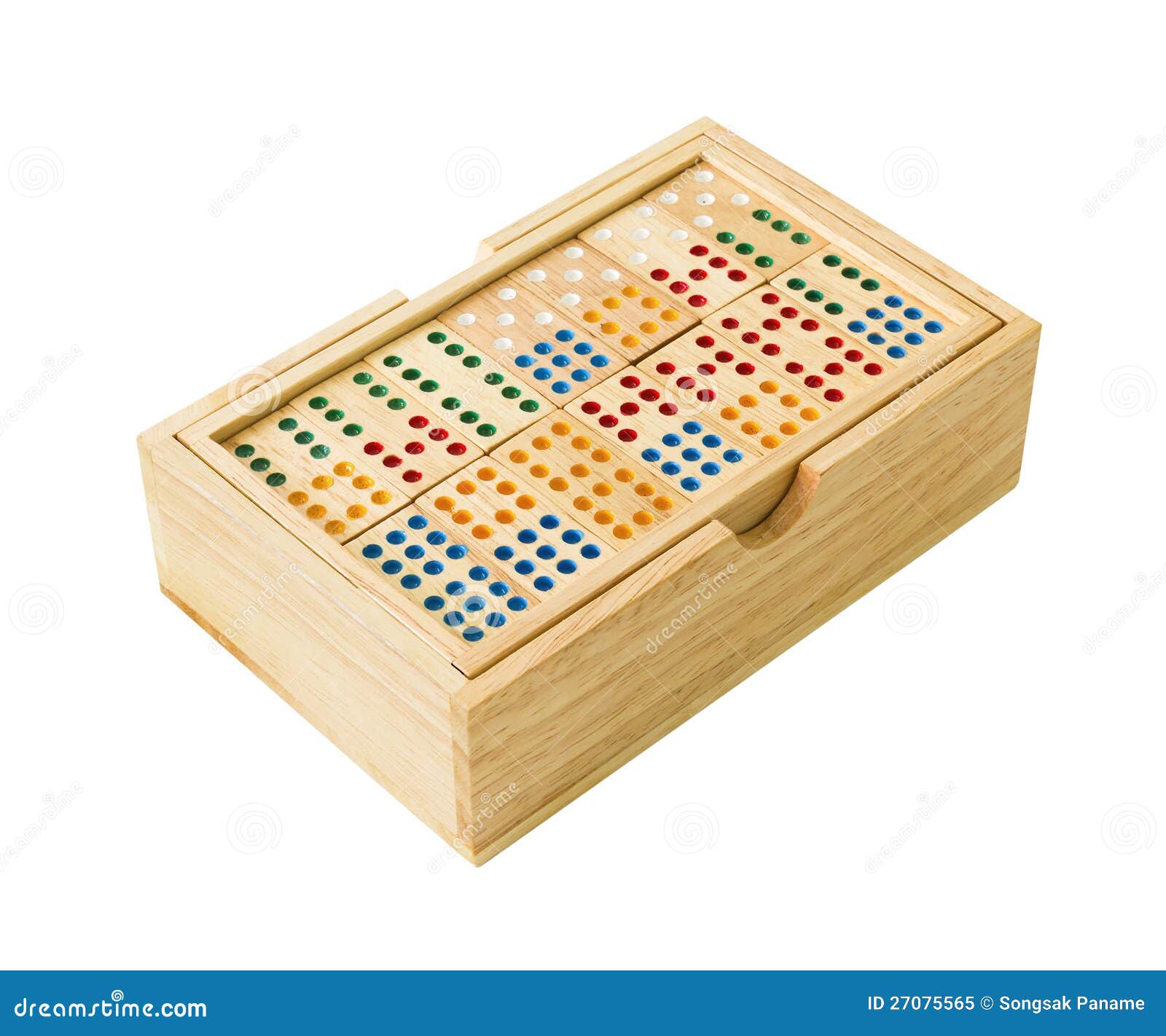 Houten Domino in doos stock afbeelding. Image of continuïteit - 27075565