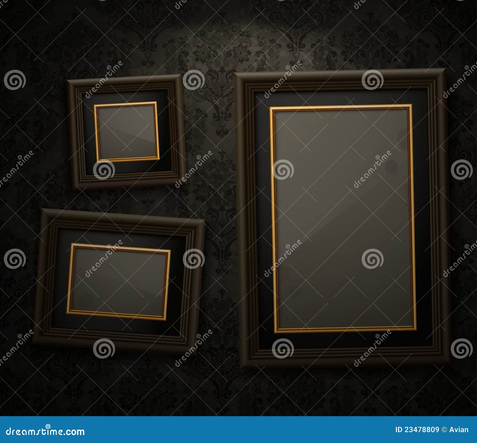 Houten frames op de muur vector illustratie. Illustration of ...