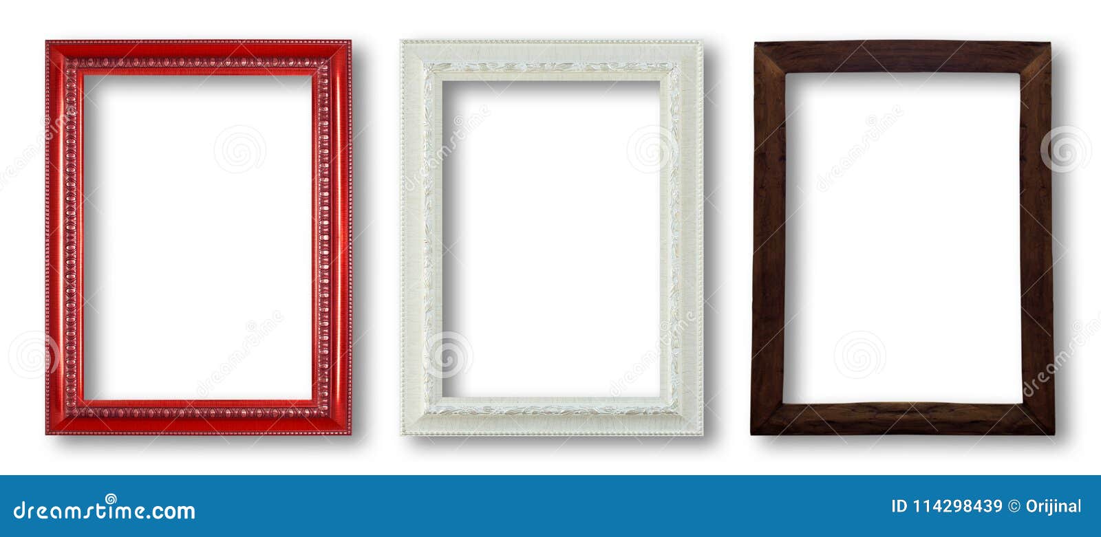 Houten Kader En Wit Kader En Rode Kader Op Witte Achtergrond Stock ...