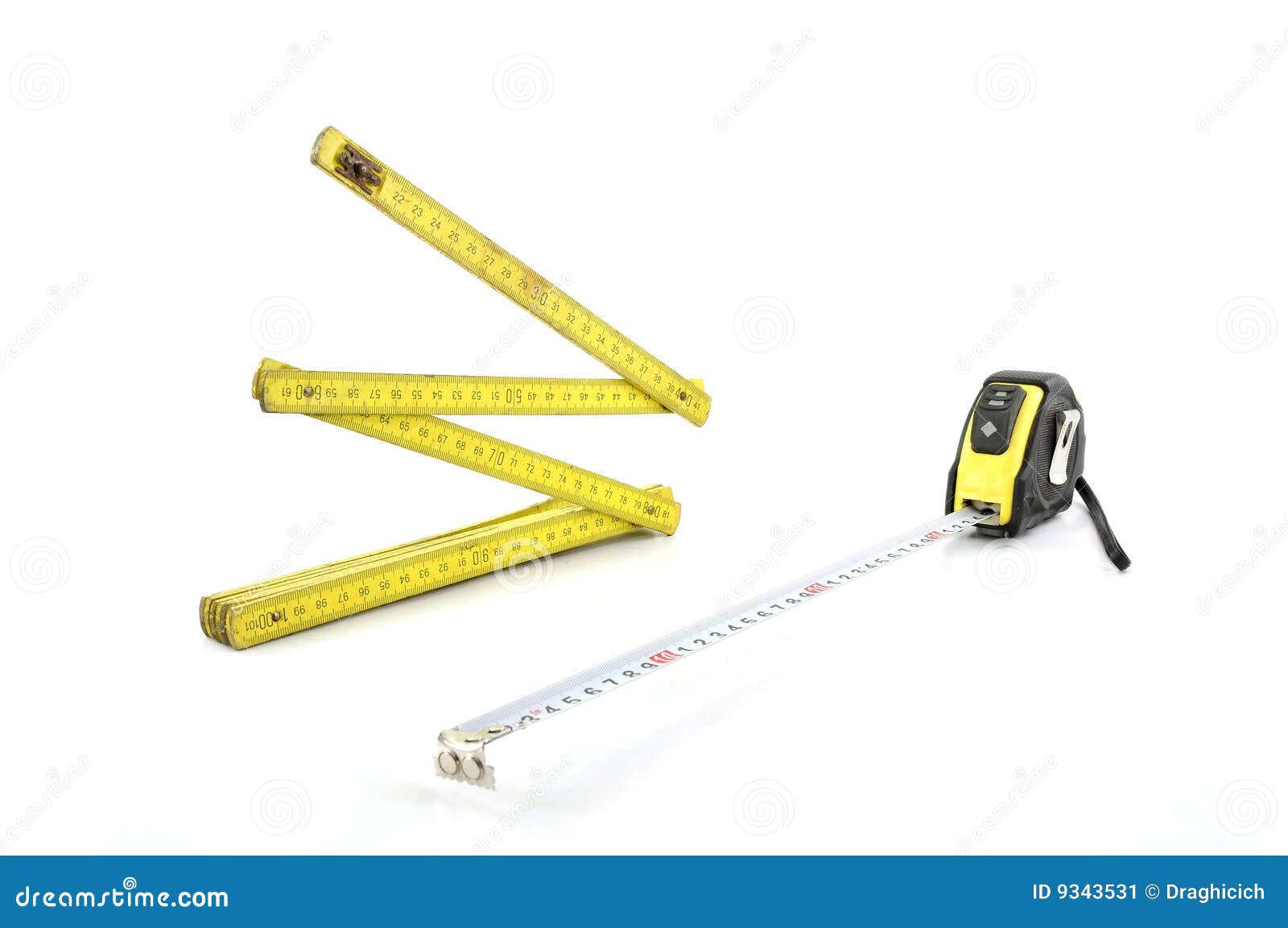 Houten Meter En Het Meten Van Band Stock Afbeelding - Image of afstand ...