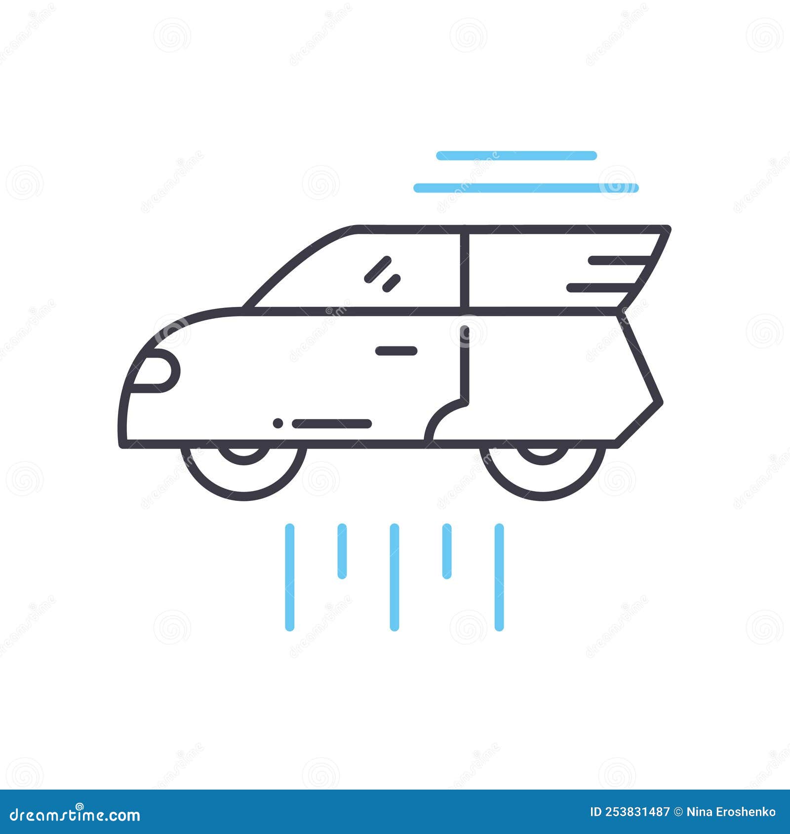 Hover Car Line Icon, Outline Symbol, Vector Illustration, Concept Sign ...