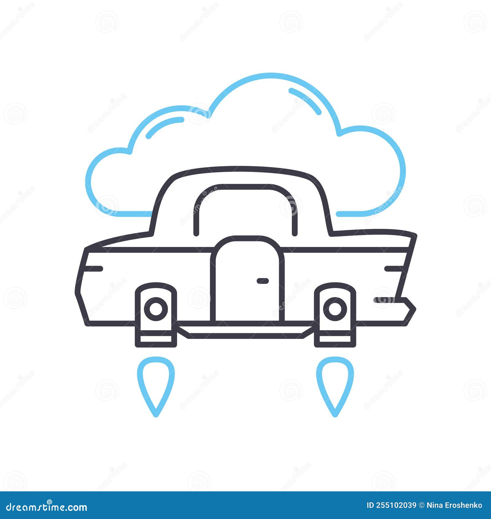 Hover Car Line Icon, Outline Symbol, Vector Illustration, Concept Sign ...