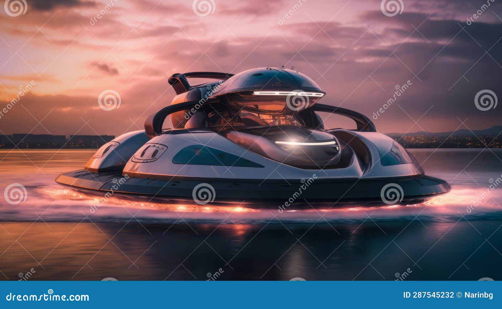 Hovercraft of a Beautiful Transportation with Futuristic Design. AI ...