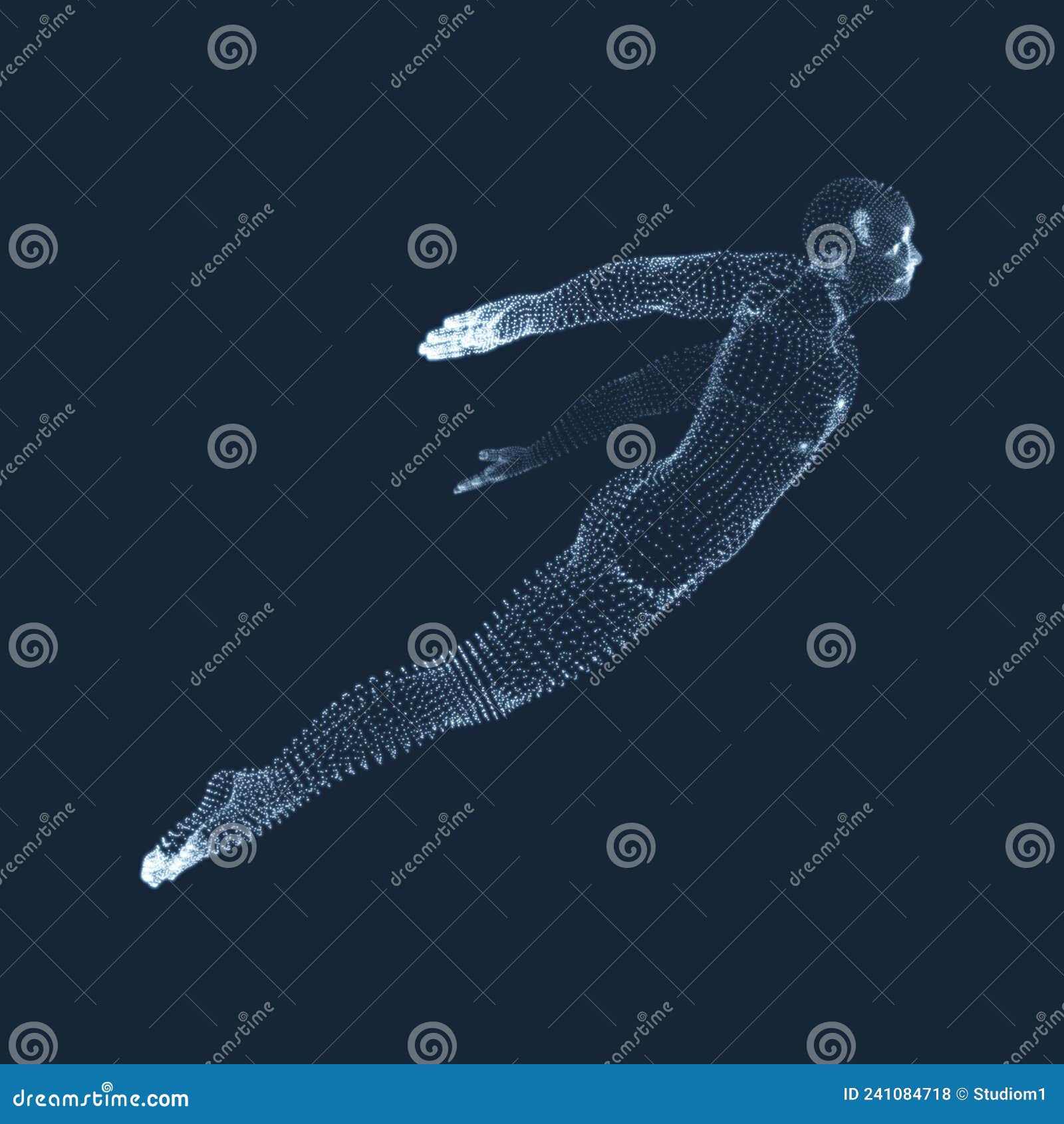 Hovering In Air. Man Floating In The Air. 3D Model Of Man. Human Body ...