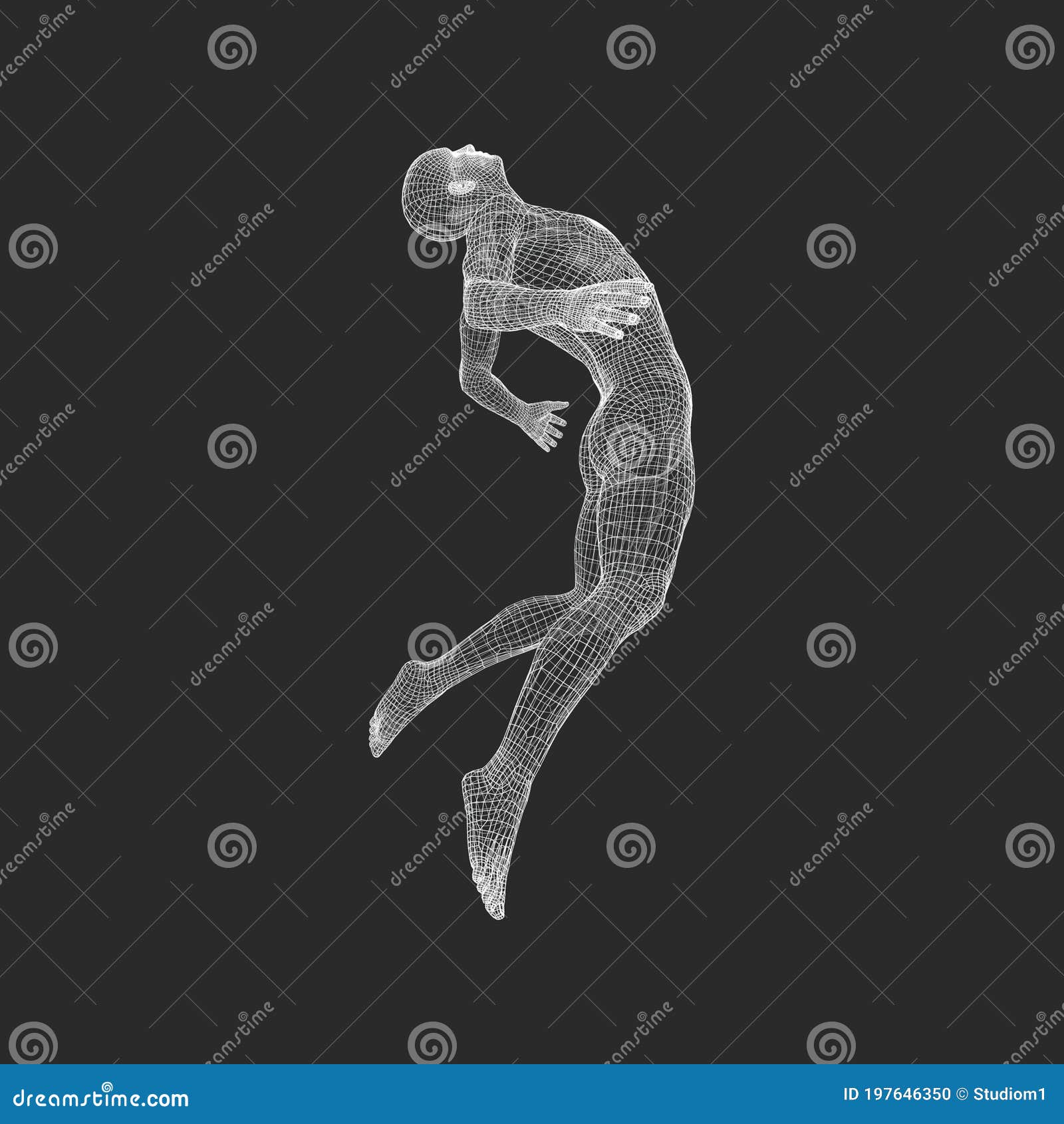 Hovering In Air. Man Floating In The Air. 3D Model Of Man. Human Body ...