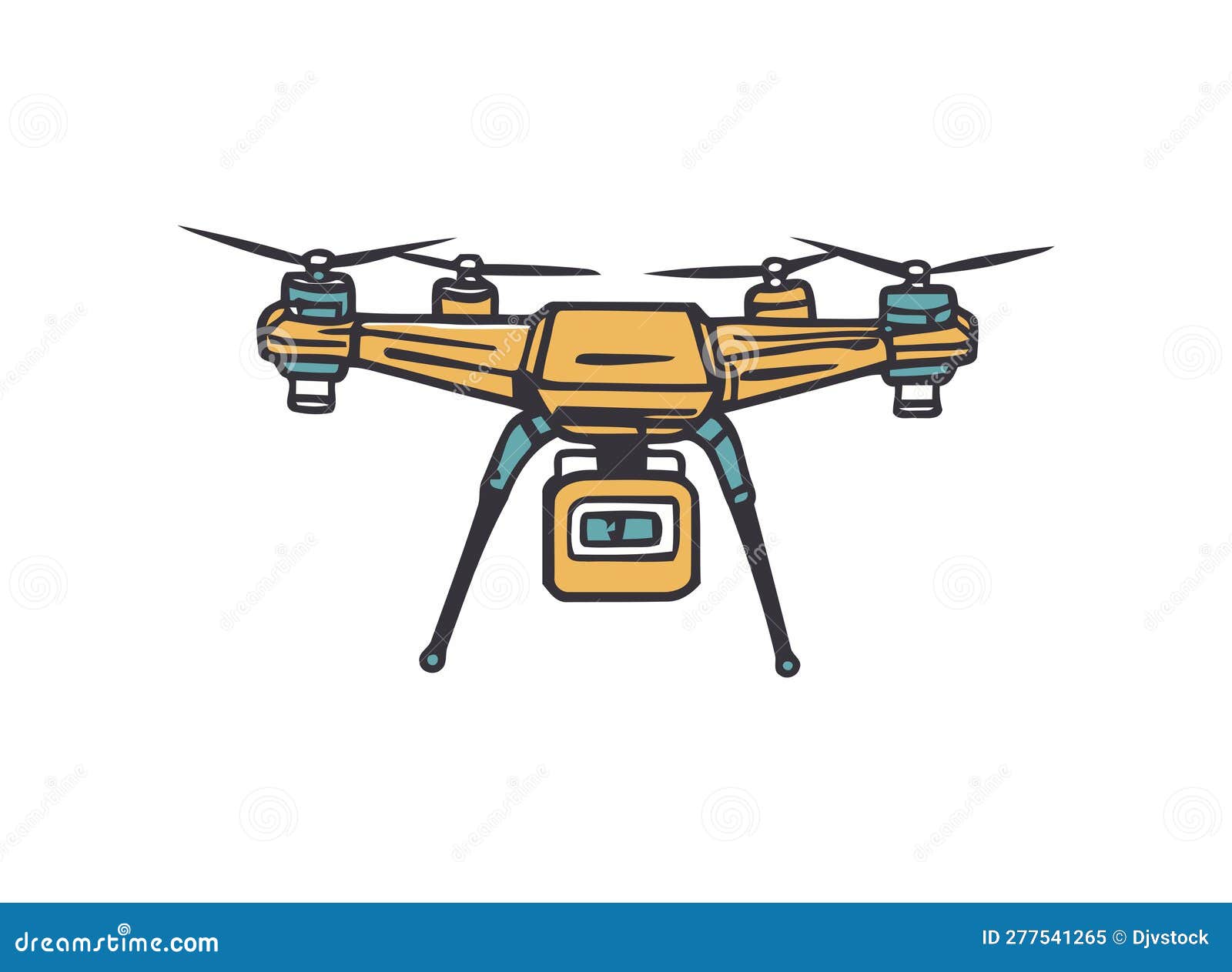 Hovering Drone with Camera Delivering Aerial View Stock Vector - Illustration of helicopter ...