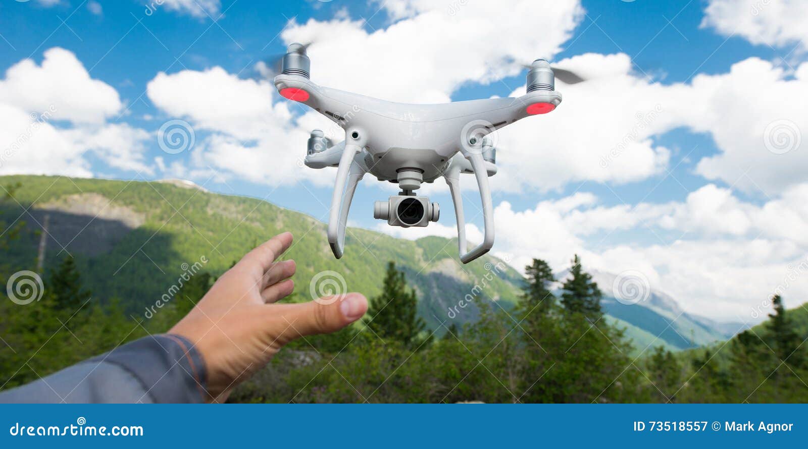 Hovering drone and a hand stock image. Image of beautiful - 73518557