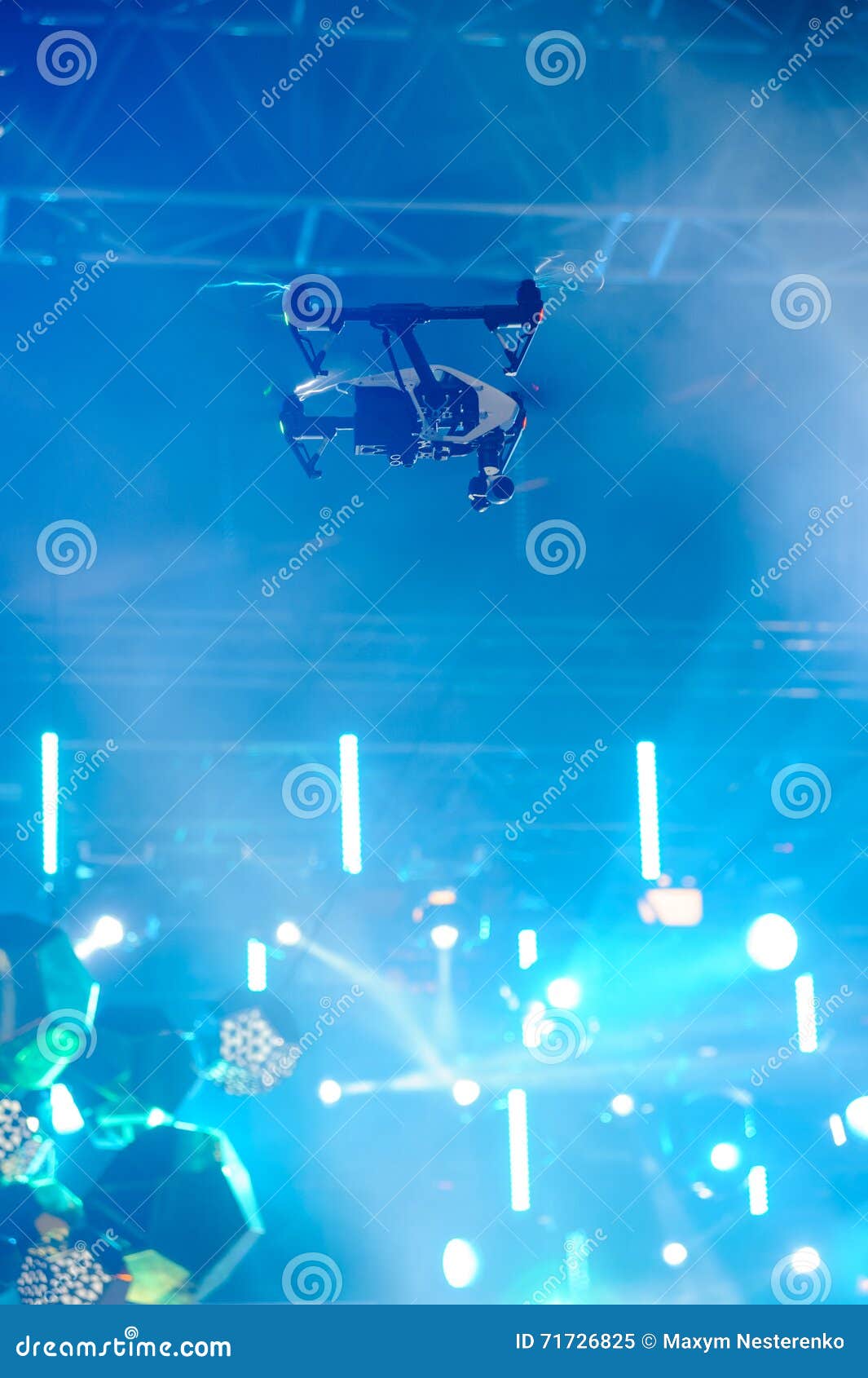 Hovering drone on stage stock image. Image of shoot, helping - 71726825