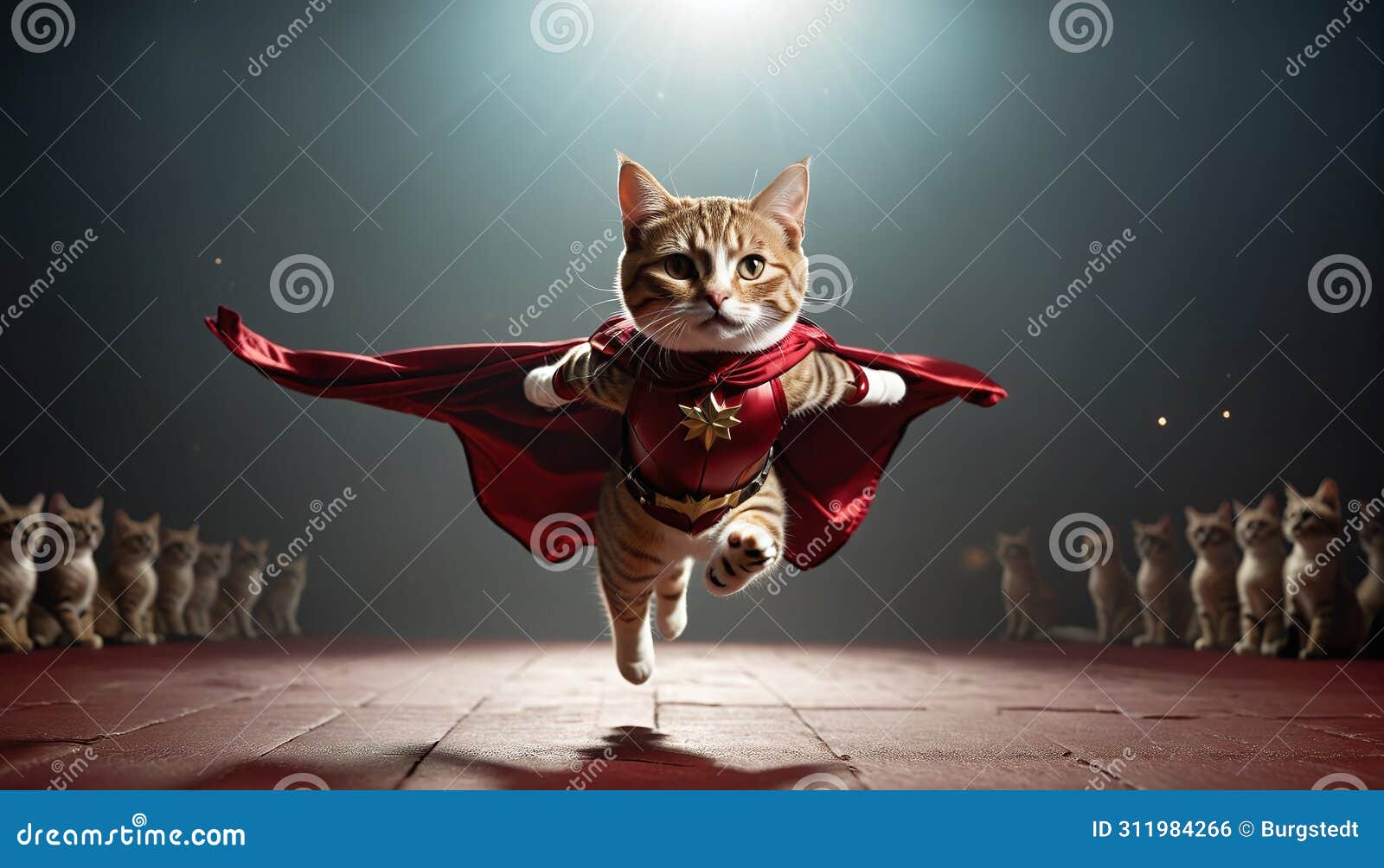 Hovering and Flying Cute Kitten with Special Superpowers in Superhero ...