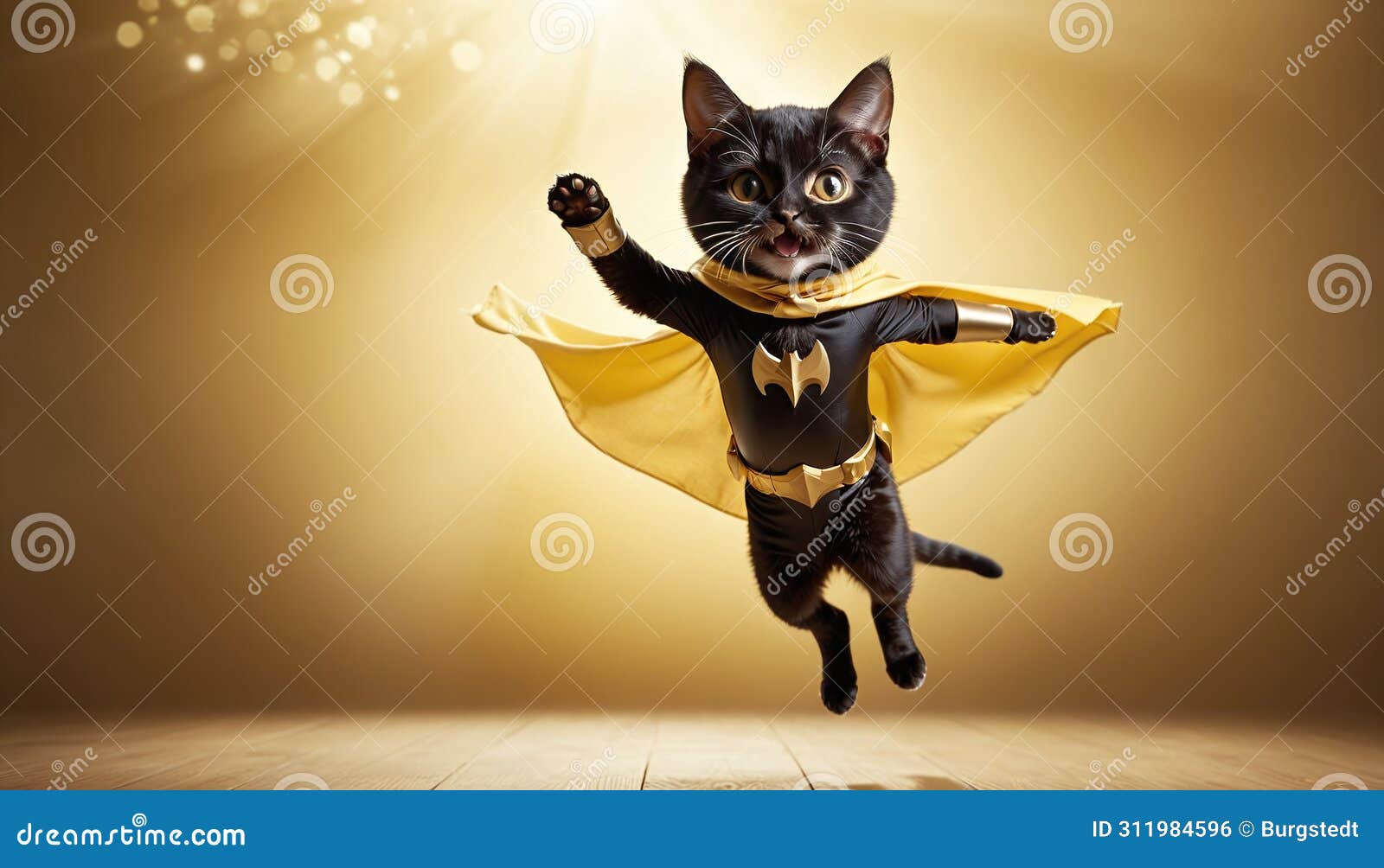 Hovering and Flying Cute Kitten with Special Superpowers in Superhero ...
