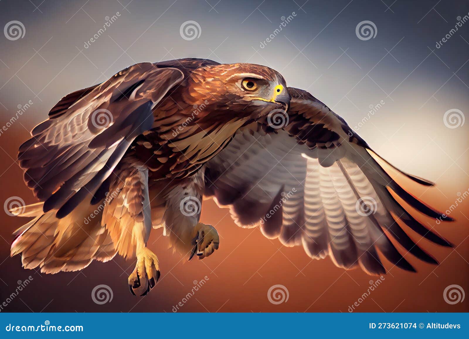 Hovering Hawk, Keeping Watch Over Its Stock Photo - Image of bird ...