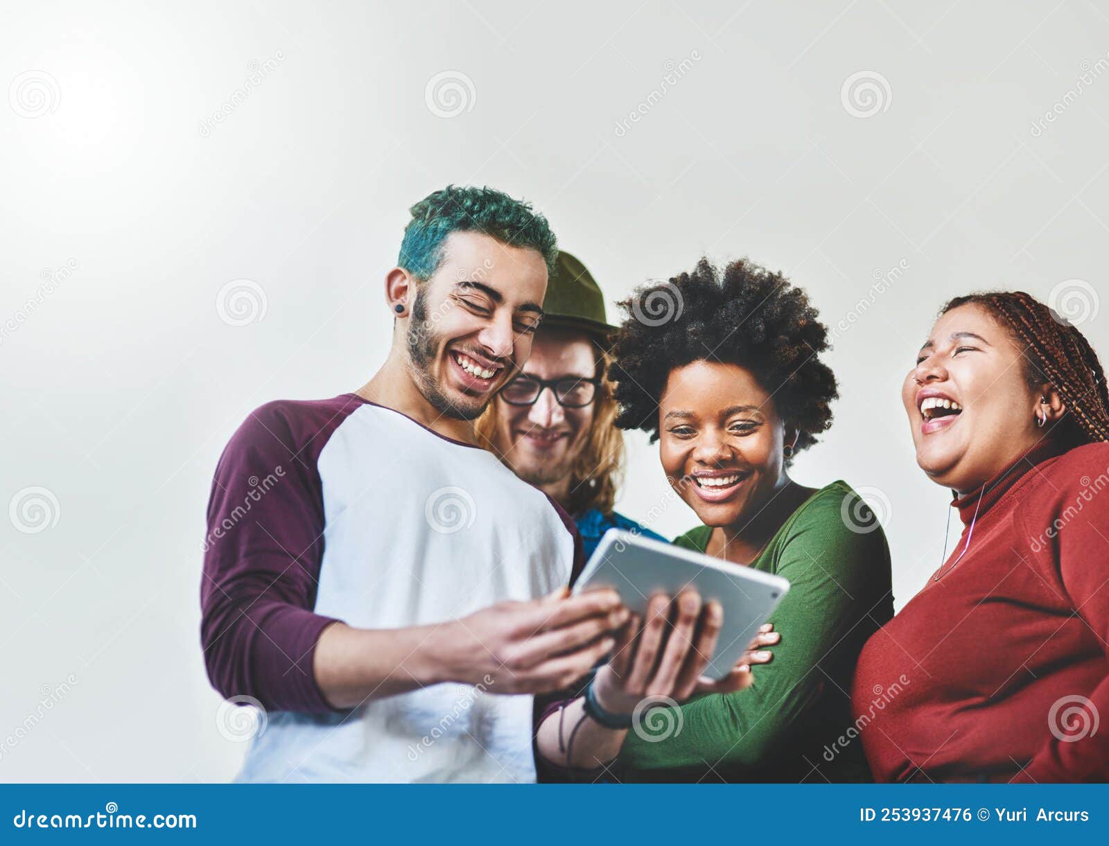 How the Connected Generation Connect. Studio Shot of a Group of Young ...