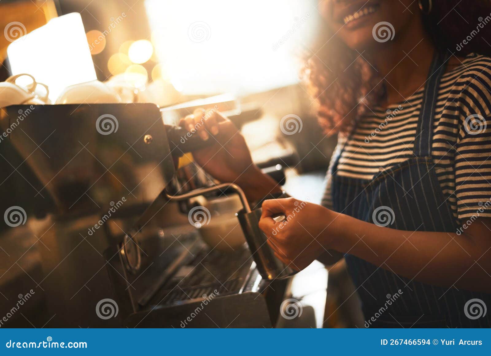 This is How a Cup of Magic is Made. Closeup Shot of a Barista Operating ...