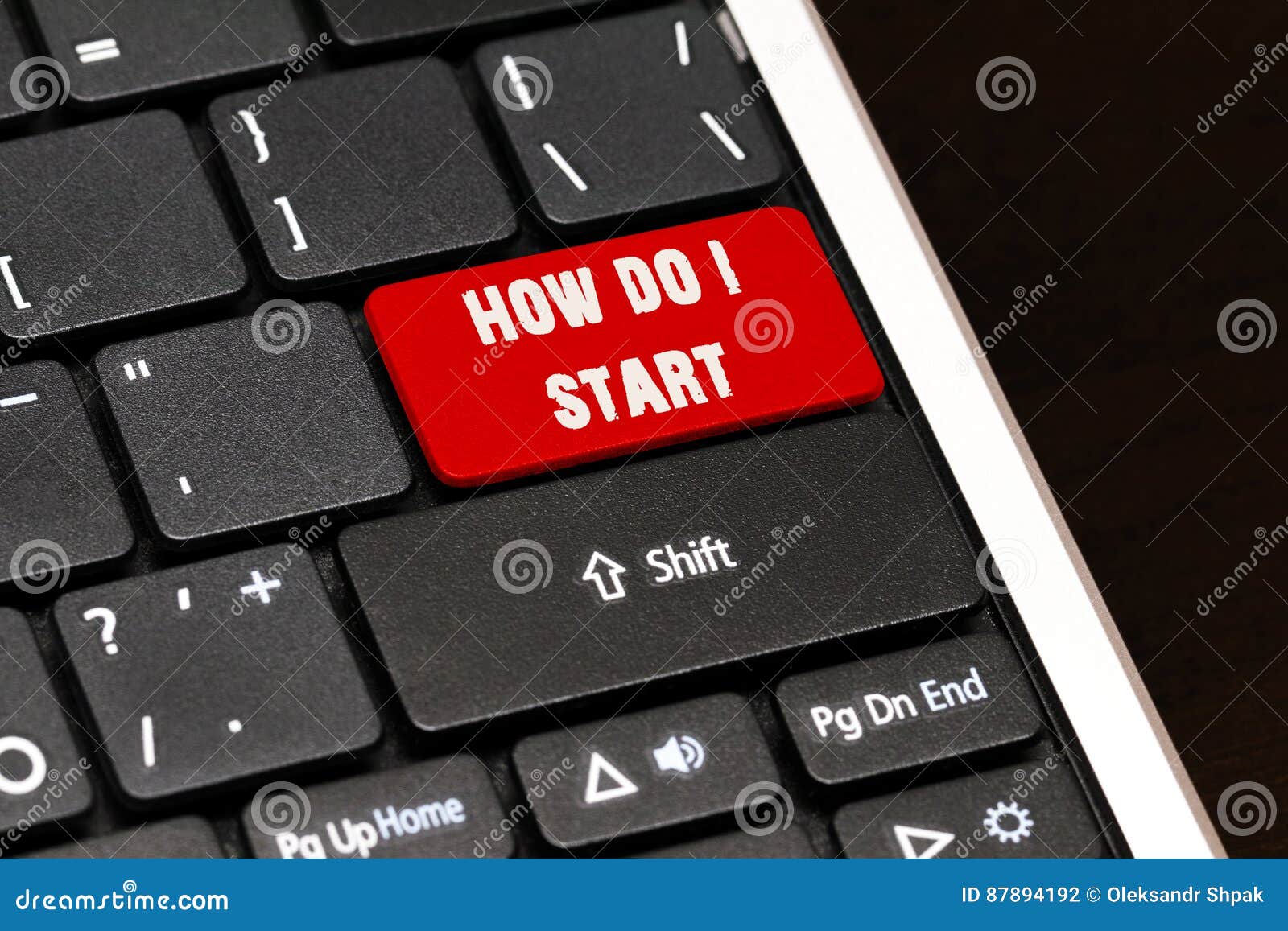 How Do I Start on Red Enter Button on Black Keyboard Stock Photo ...