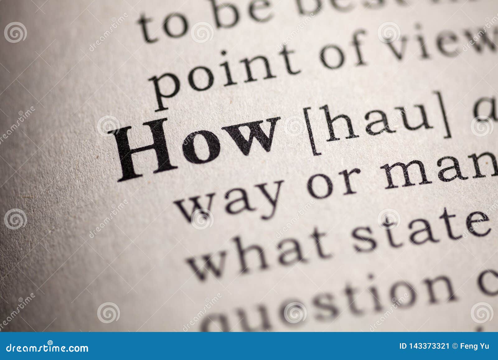 Definition of the word how stock image. Image of close - 143373321