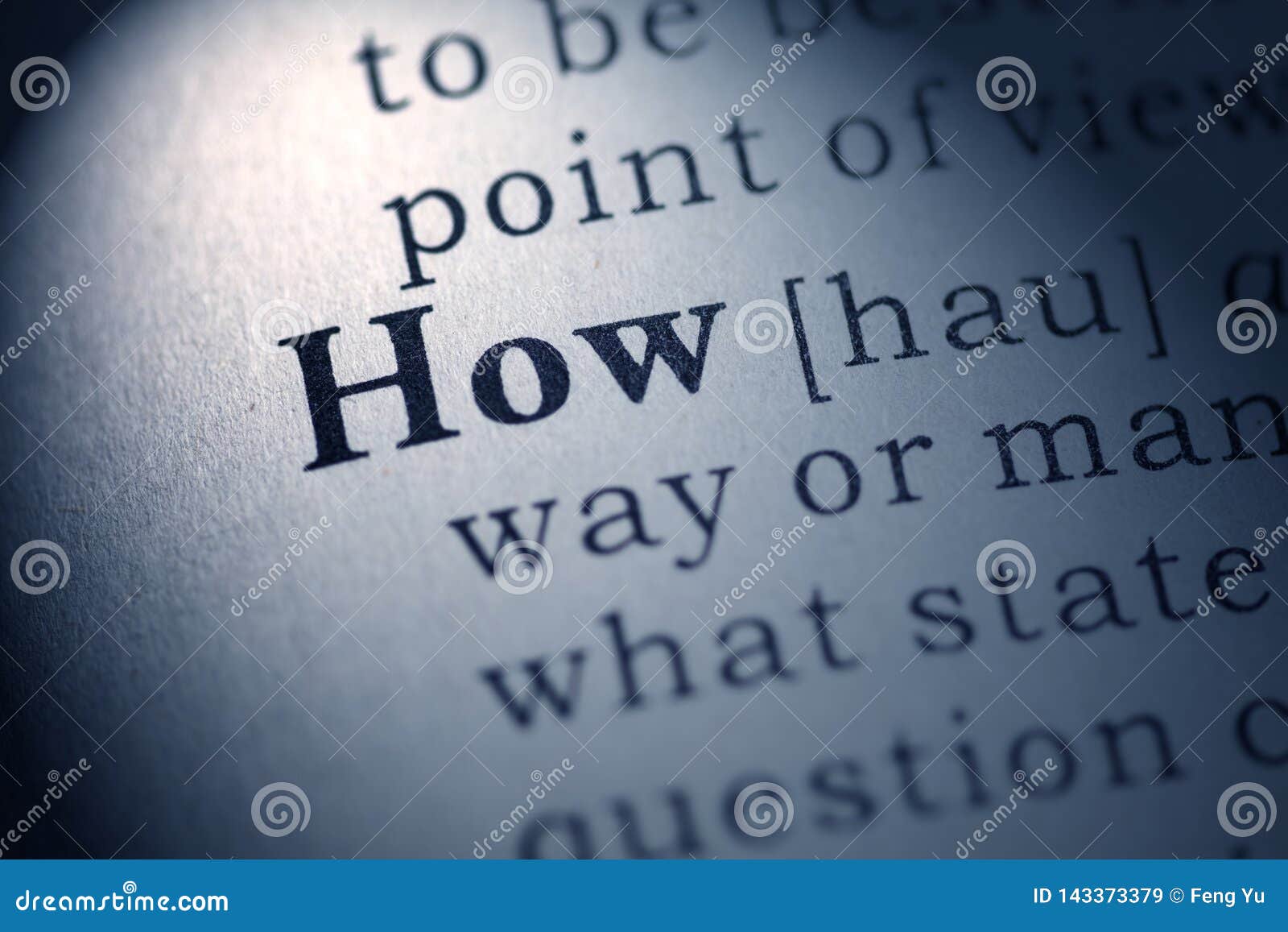 Definition of the word how stock image. Image of printing - 143373379
