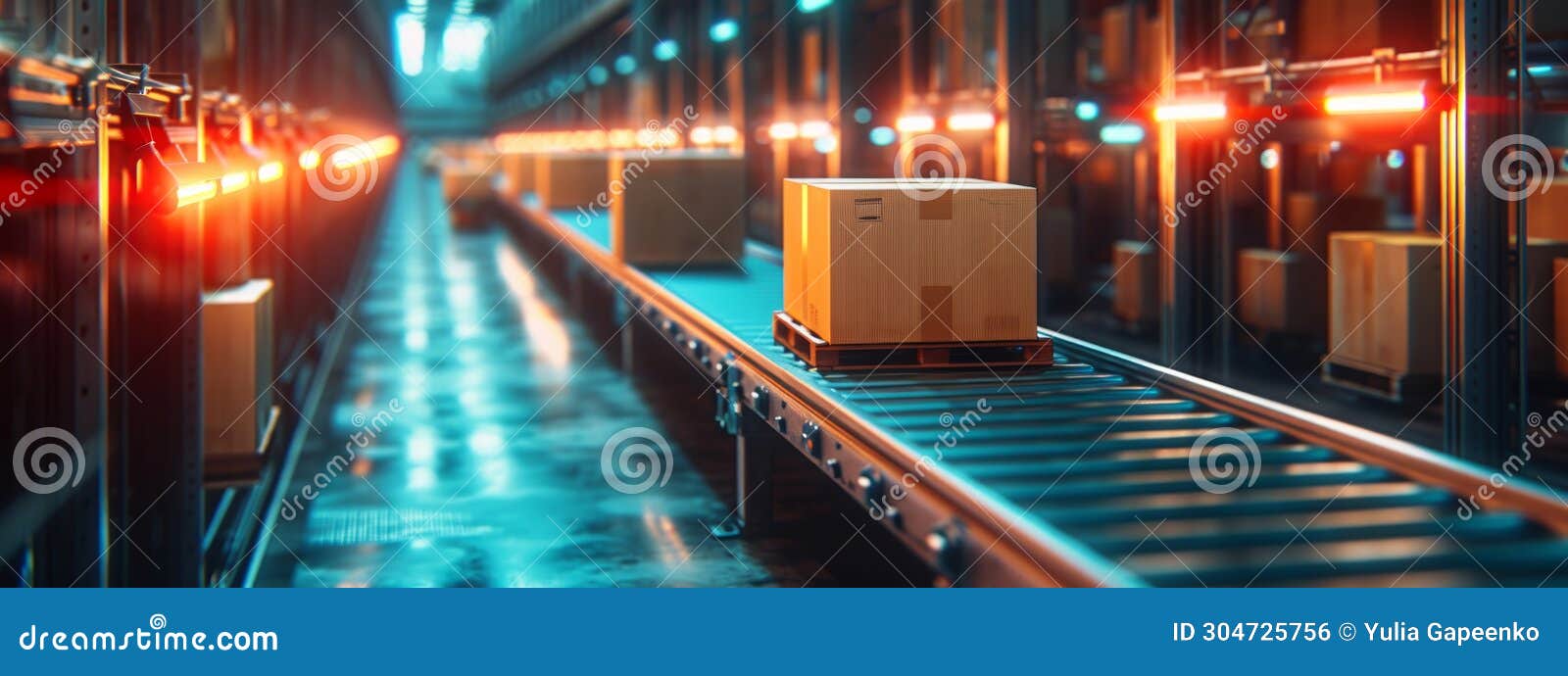 How a Machine is Used To Move Boxes through a Warehouse Stock Photo ...