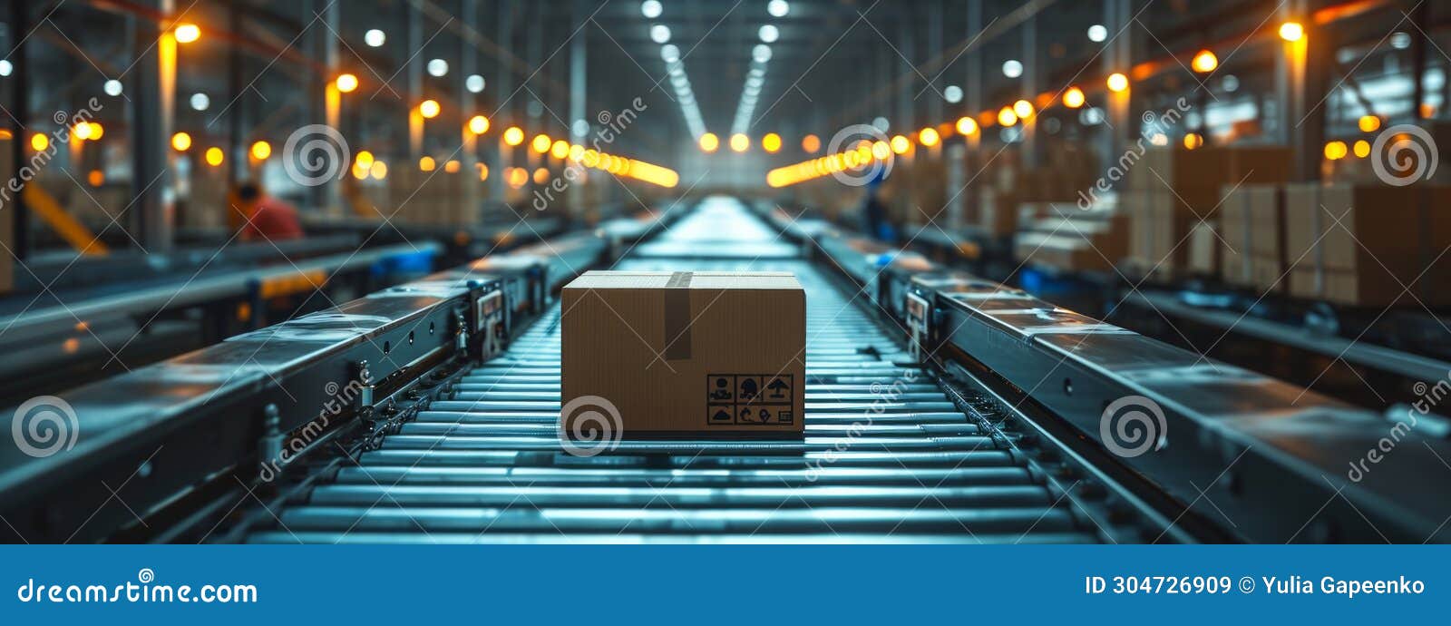 How a Machine is Used To Move Boxes through a Warehouse Stock Image ...