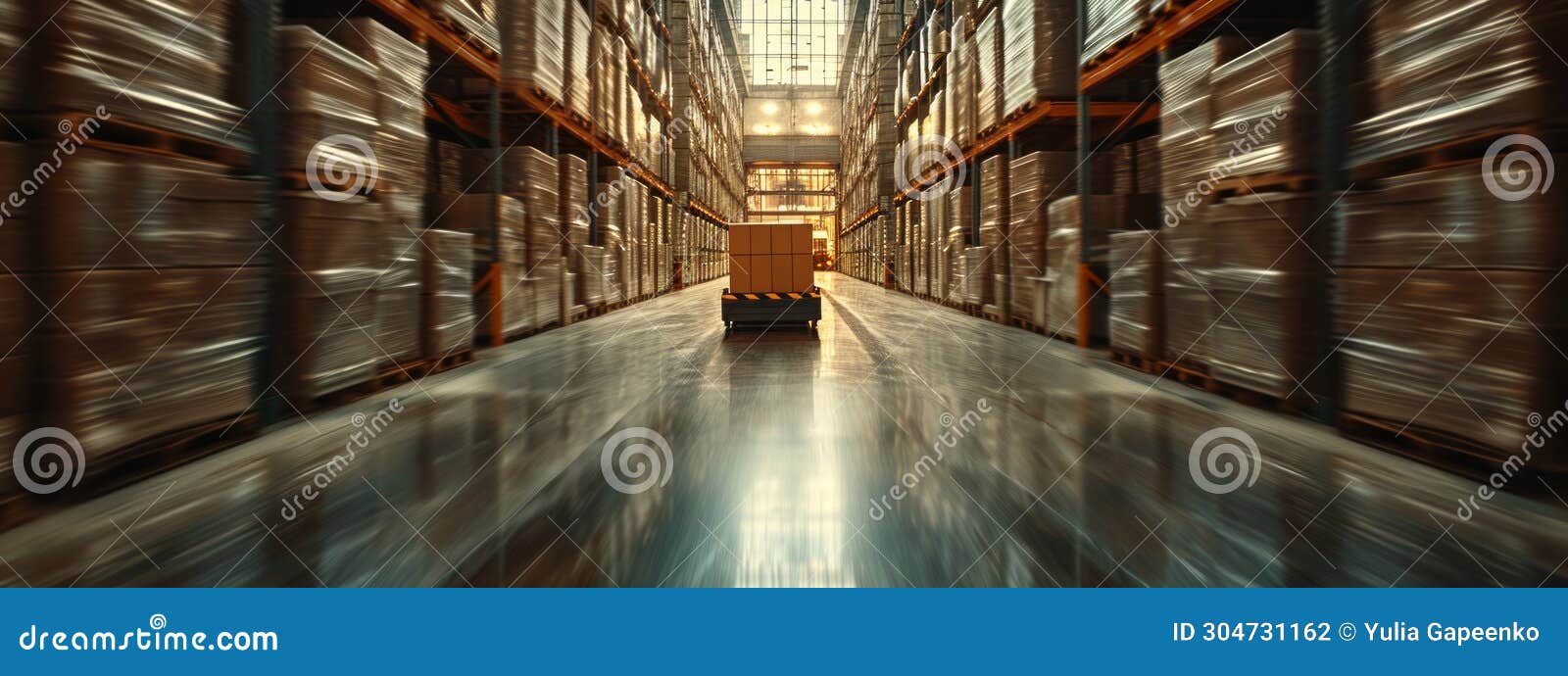 How a Machine is Used To Move Boxes through a Warehouse Stock Photo ...