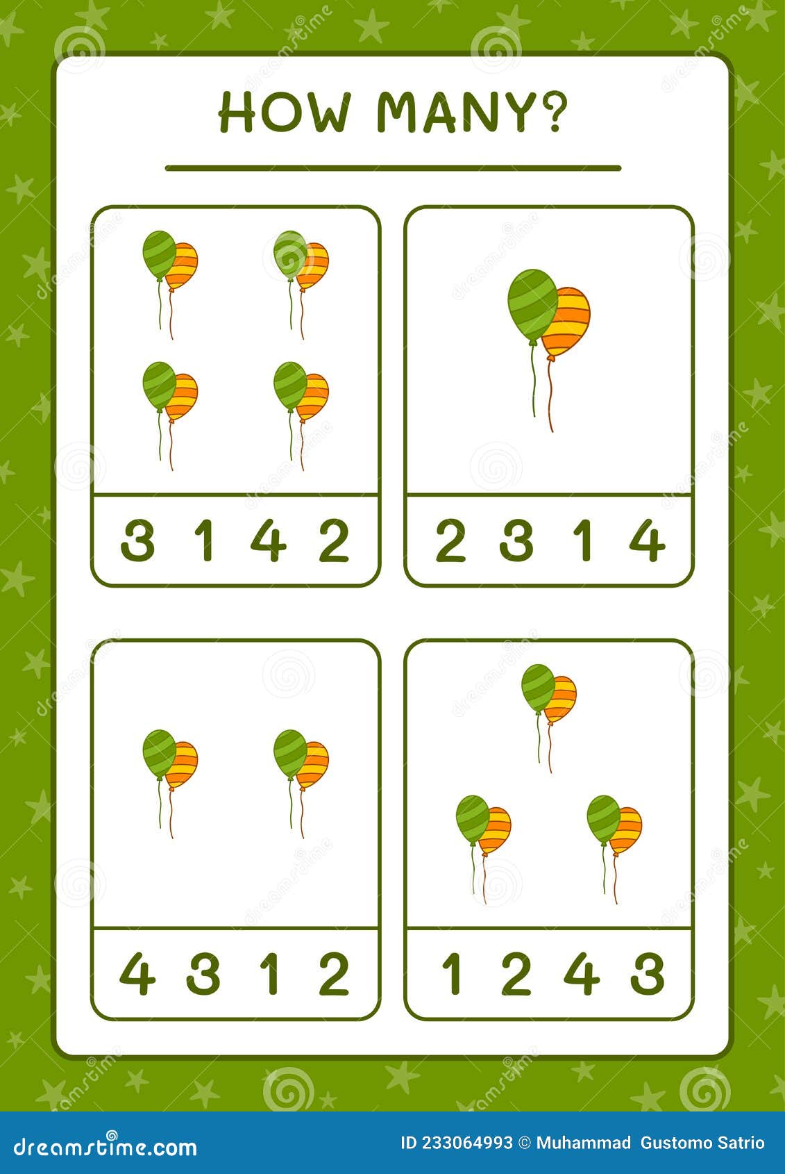 How Many Balloon, Game for Children. Vector Illustration Stock Vector ...