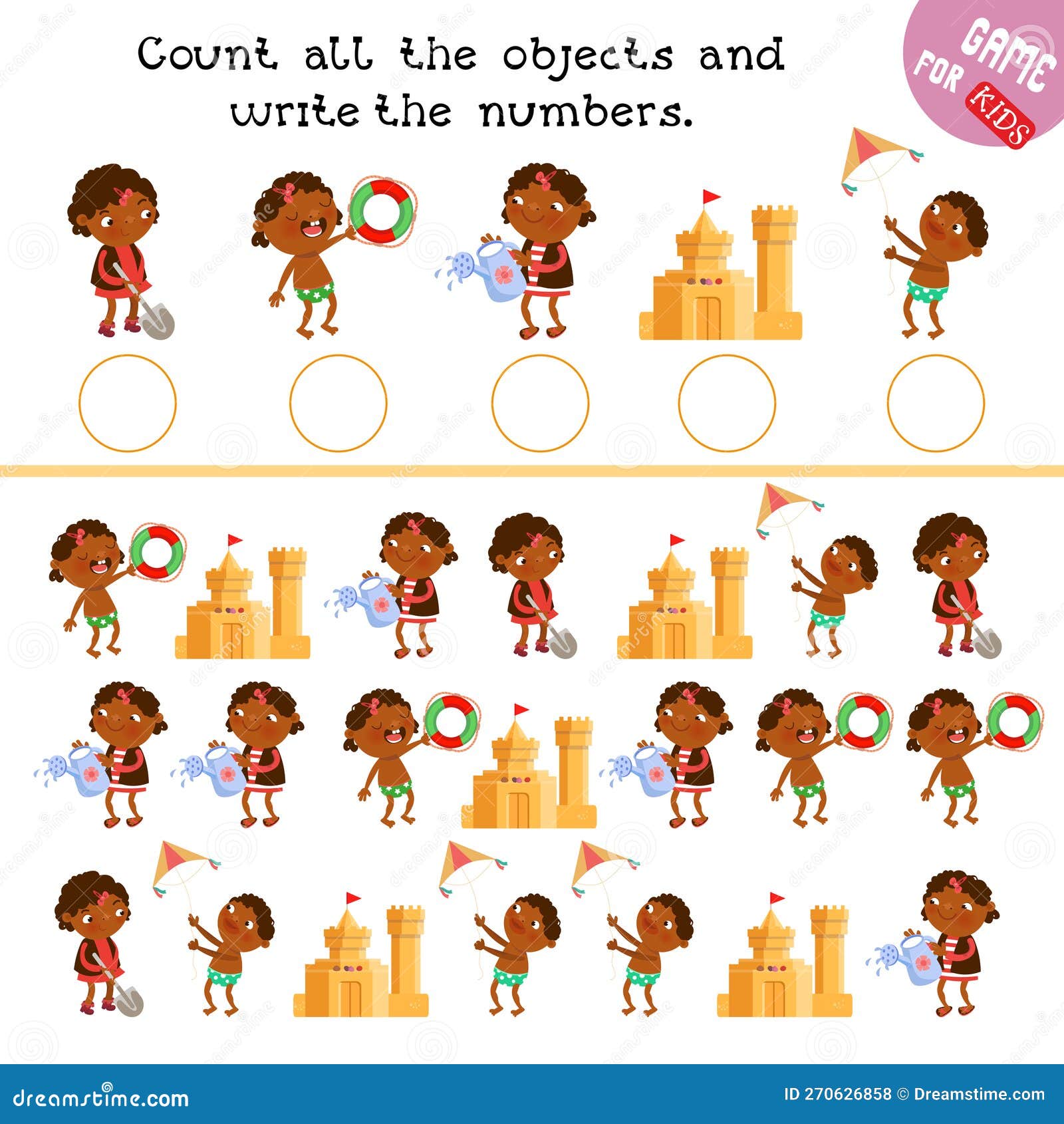 Count Boys and Girls Write Numbers. Game for Children. Stock ...