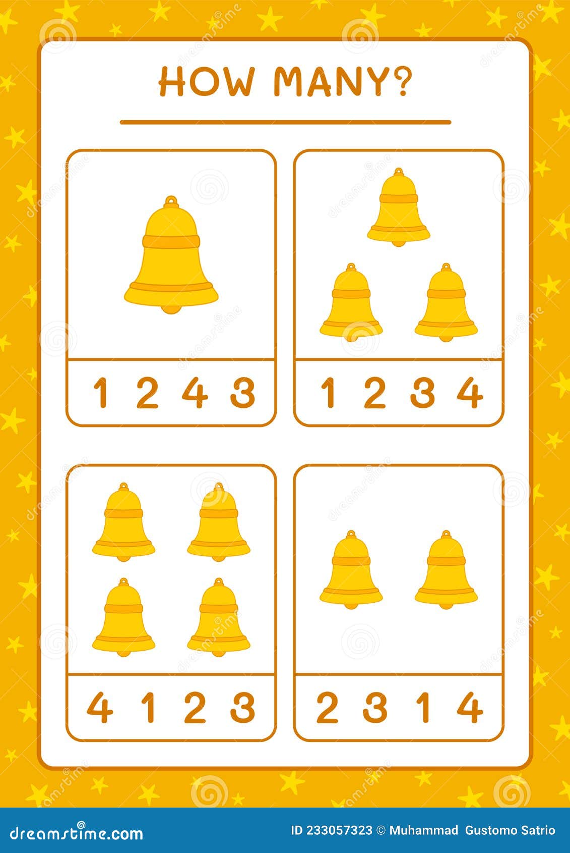 How Many Christmas Bell, Game for Children. Vector Illustration Stock ...