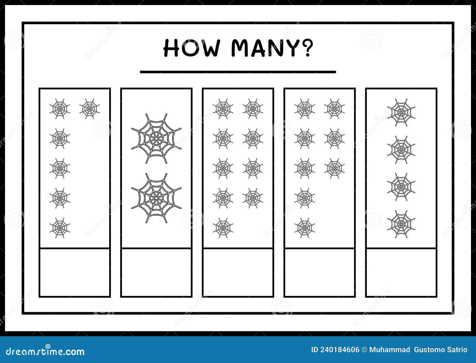 How Many Cobweb, Game for Children. Vector Illustration Stock Vector ...