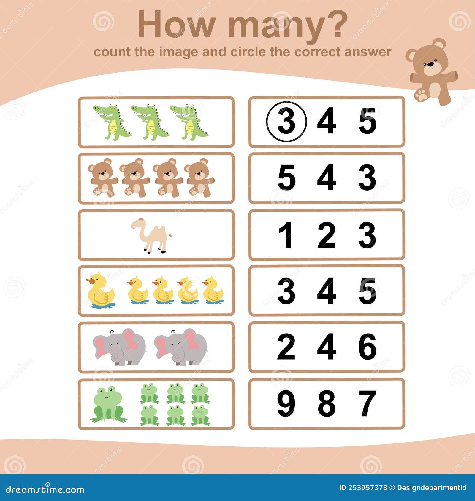 How Many_Math Game_Cute Animal Edition_file 1 Stock Illustration ...