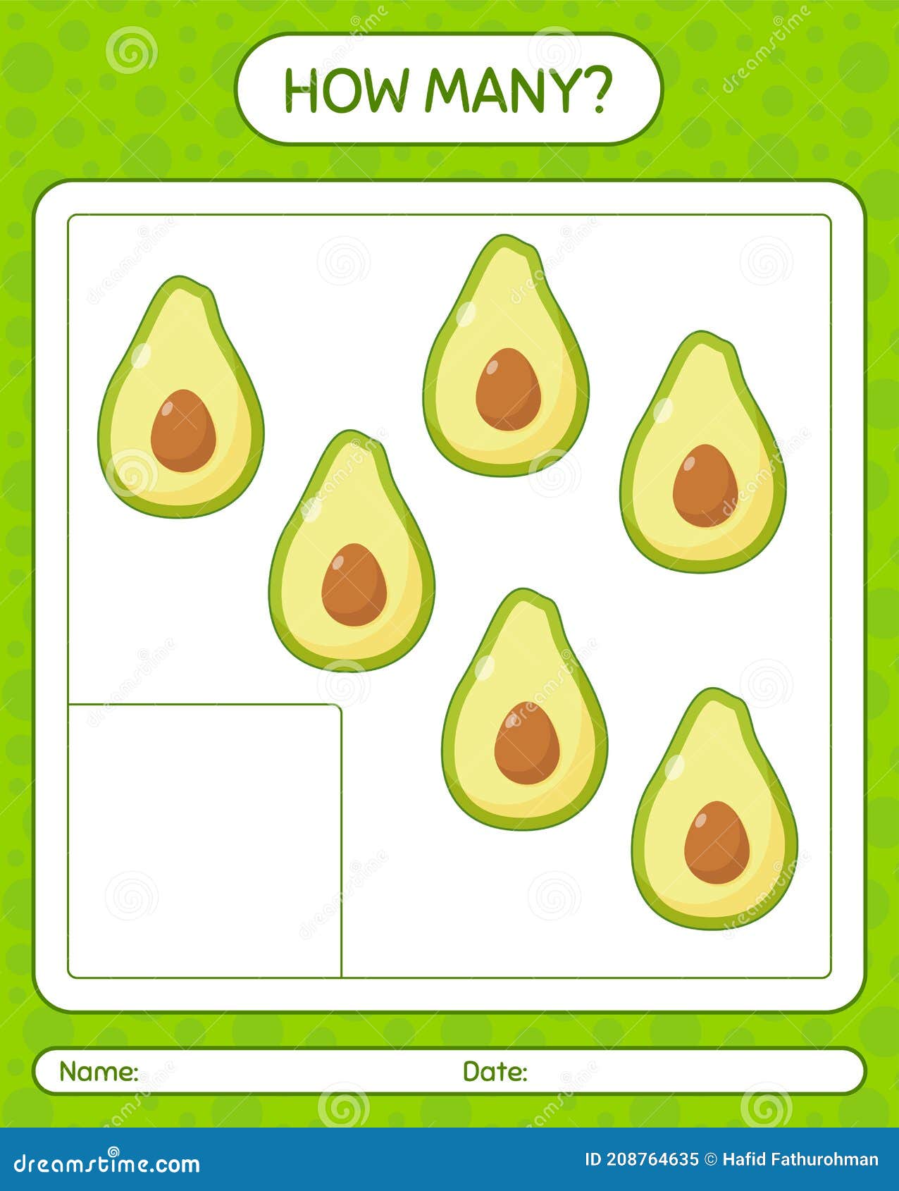 How Many Counting Game with Avocado. Worksheet for Preschool Kids Stock ...