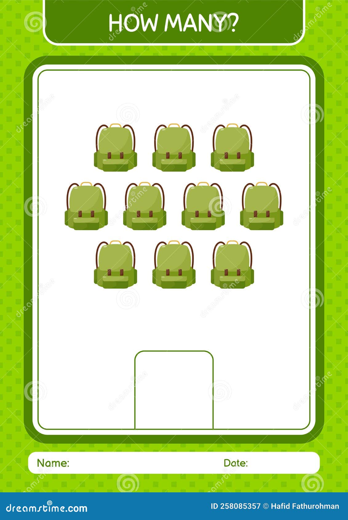 How Many Counting Game with Backpack. Worksheet for Preschool Kids ...