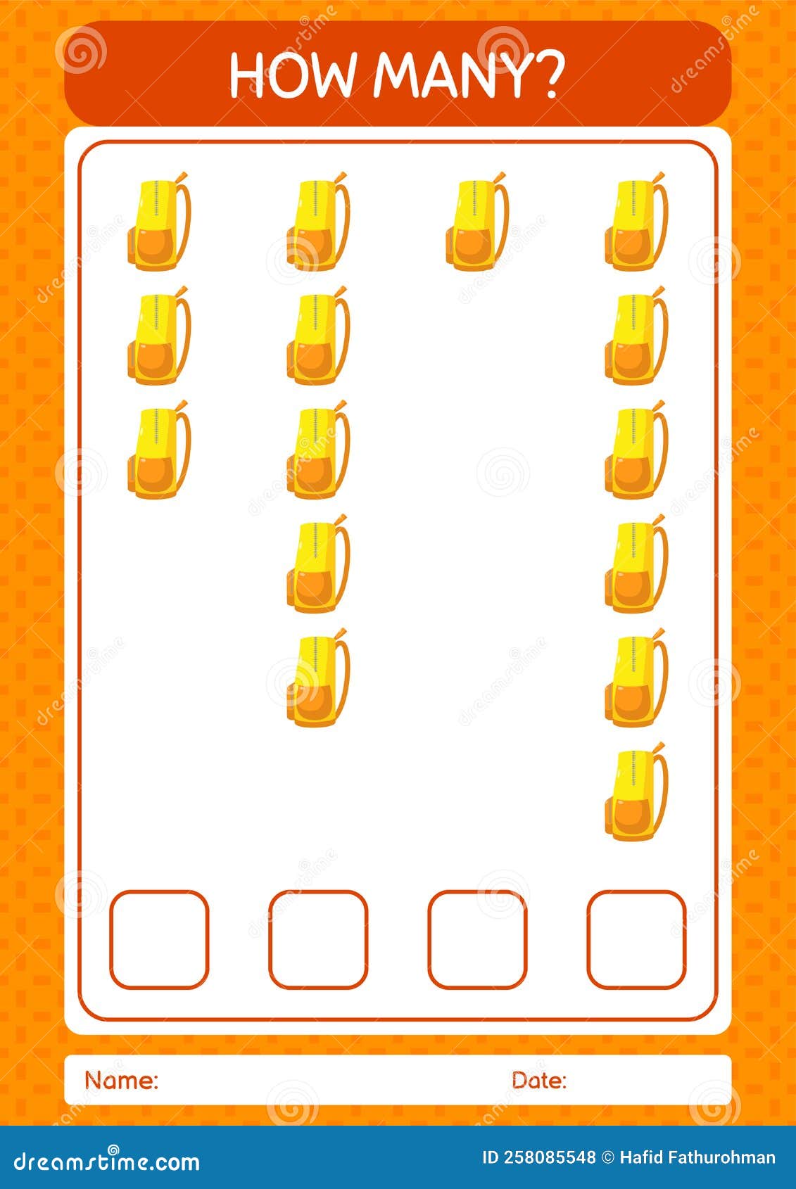 How Many Counting Game with Backpack. Worksheet for Preschool Kids ...