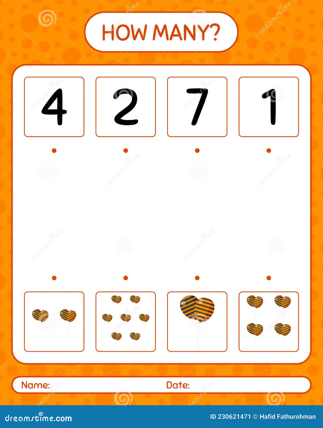 How Many Counting Game with Balloon. Worksheet for Preschool Kids, Kids ...