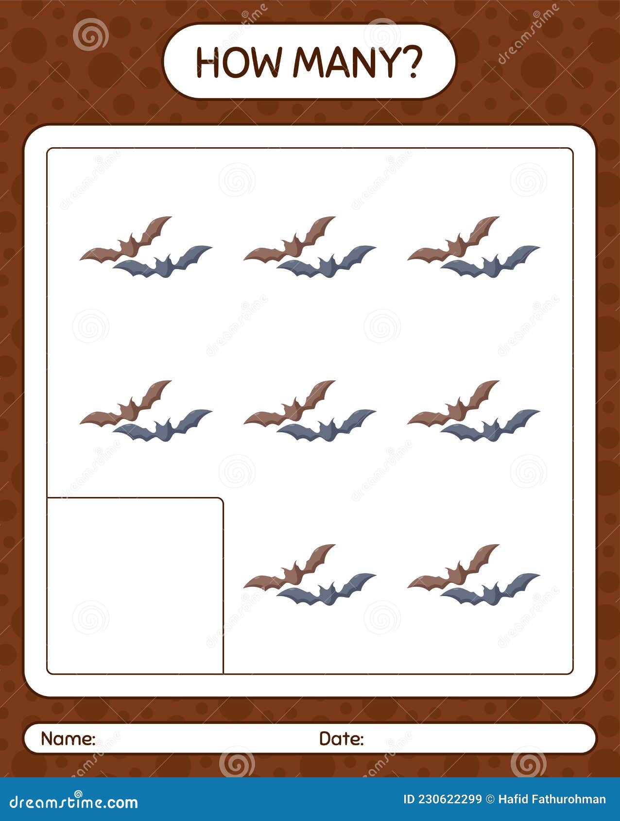 How Many Counting Game with Bat. Worksheet for Preschool Kids, Kids ...