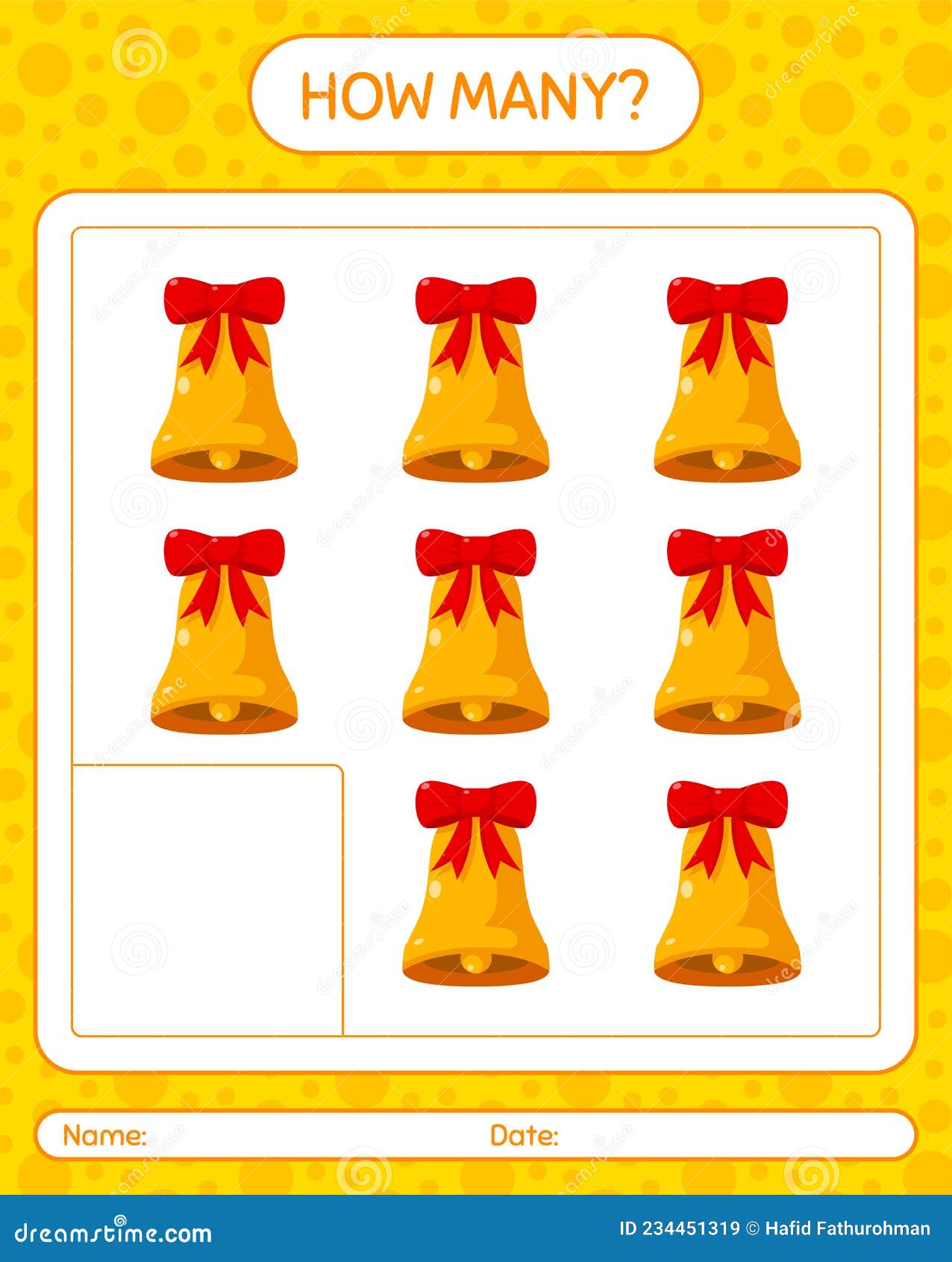 How Many Counting Game with Bell. Worksheet for Preschool Kids, Kids ...
