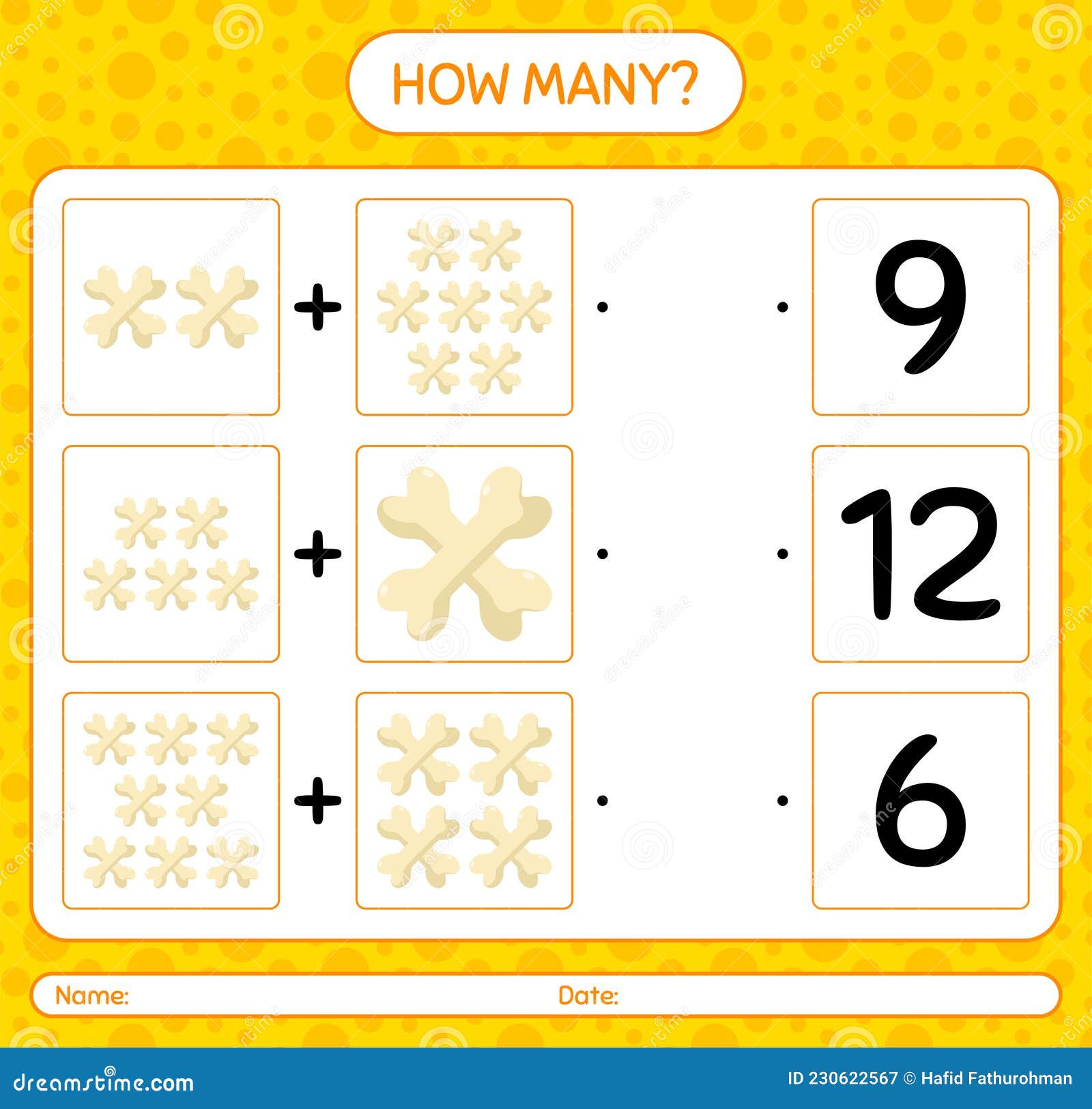 How Many Counting Game with Bone. Worksheet for Preschool Kids, Kids ...