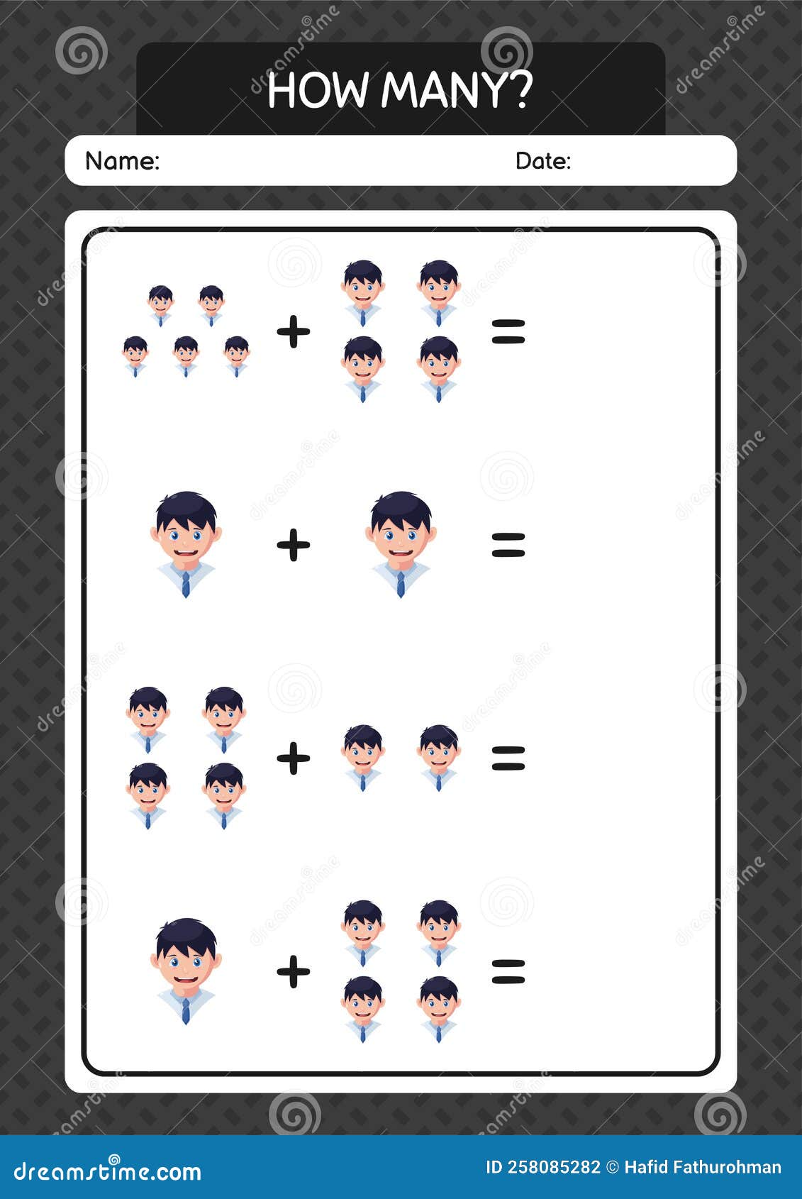 How Many Counting Game with Boy. Worksheet for Preschool Kids, Kids ...