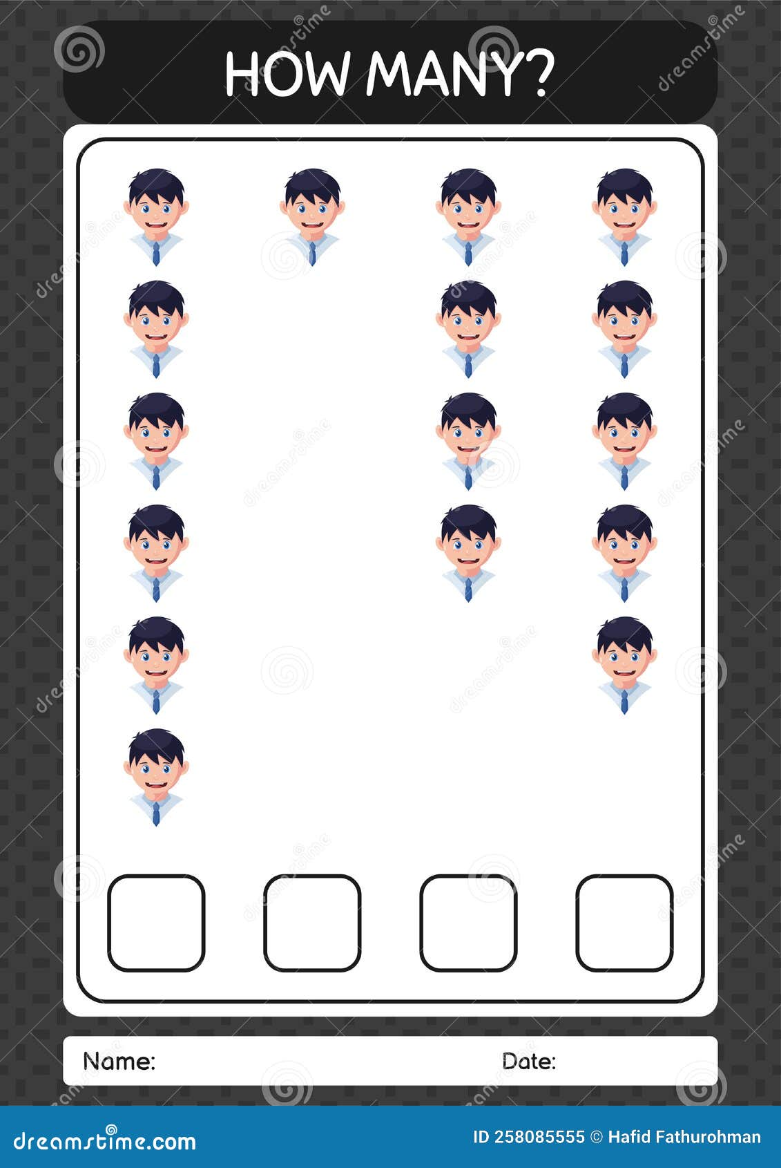 How Many Counting Game with Boy. Worksheet for Preschool Kids, Kids ...