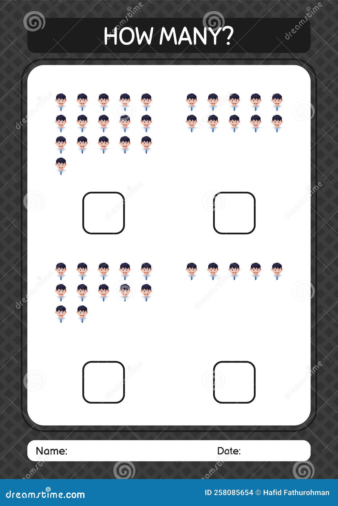 How Many Counting Game with Boy. Worksheet for Preschool Kids, Kids ...