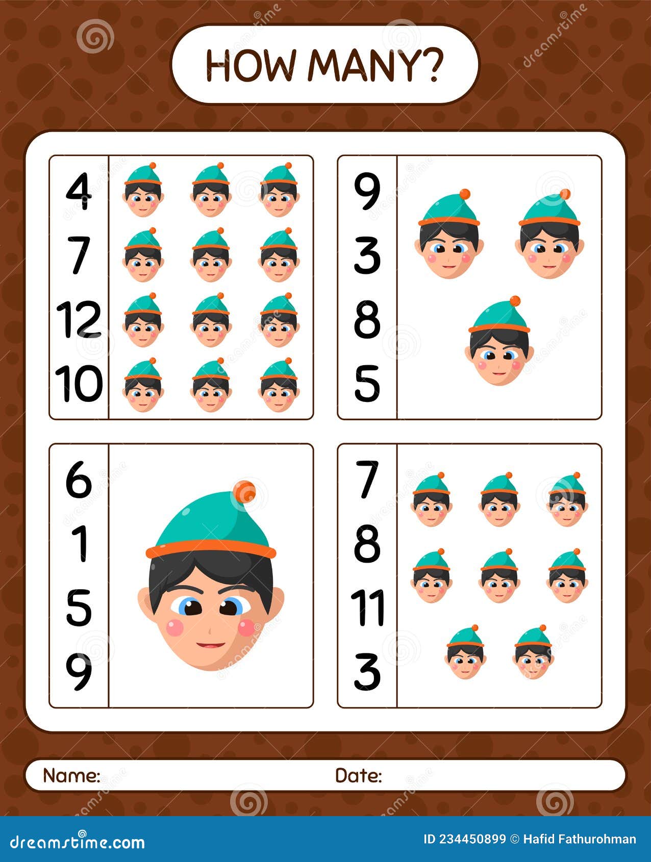 How Many Counting Game with Boys. Worksheet for Preschool Kids, Kids ...