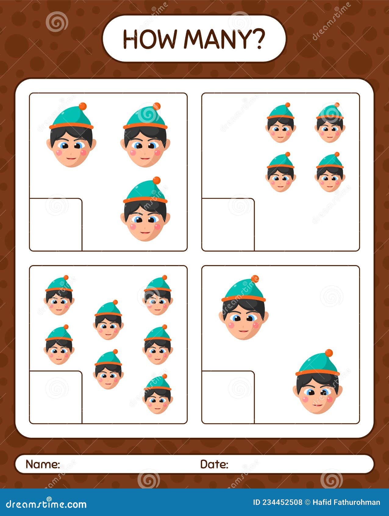 How Many Counting Game with Boys. Worksheet for Preschool Kids, Kids ...