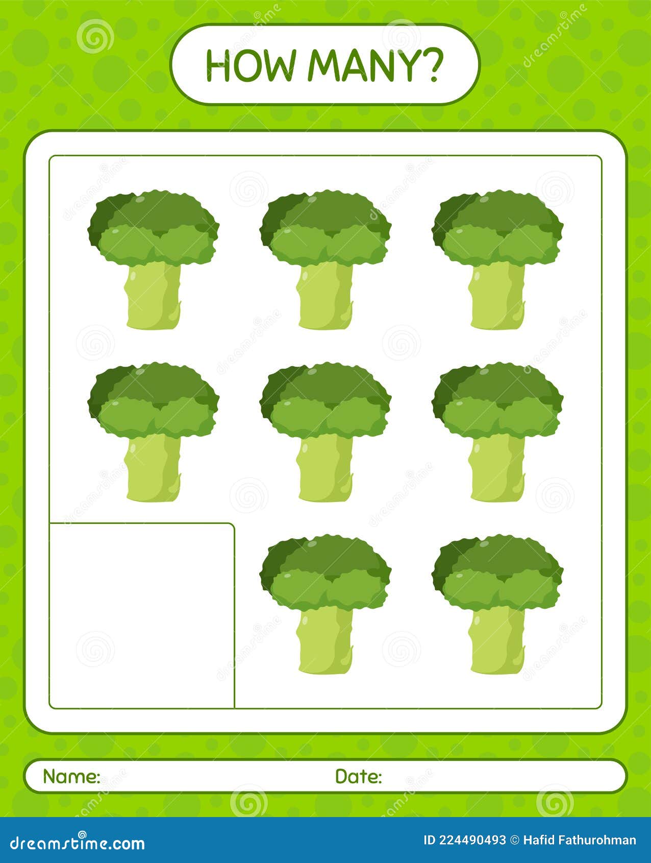 How Many Counting Game with Broccoli. Worksheet for Preschool Kids ...