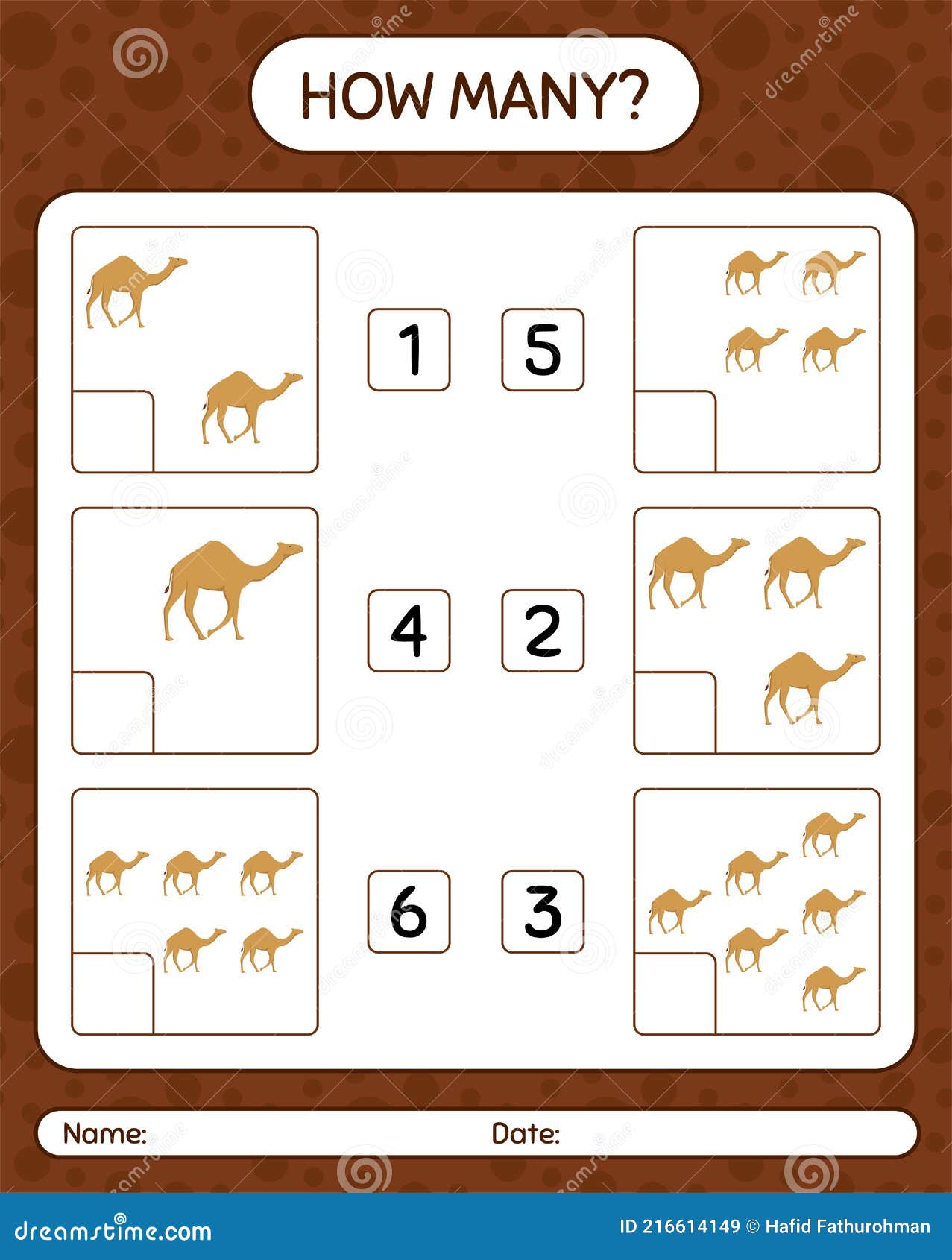How Many Counting Game with Camel. Worksheet for Preschool Kids Stock ...
